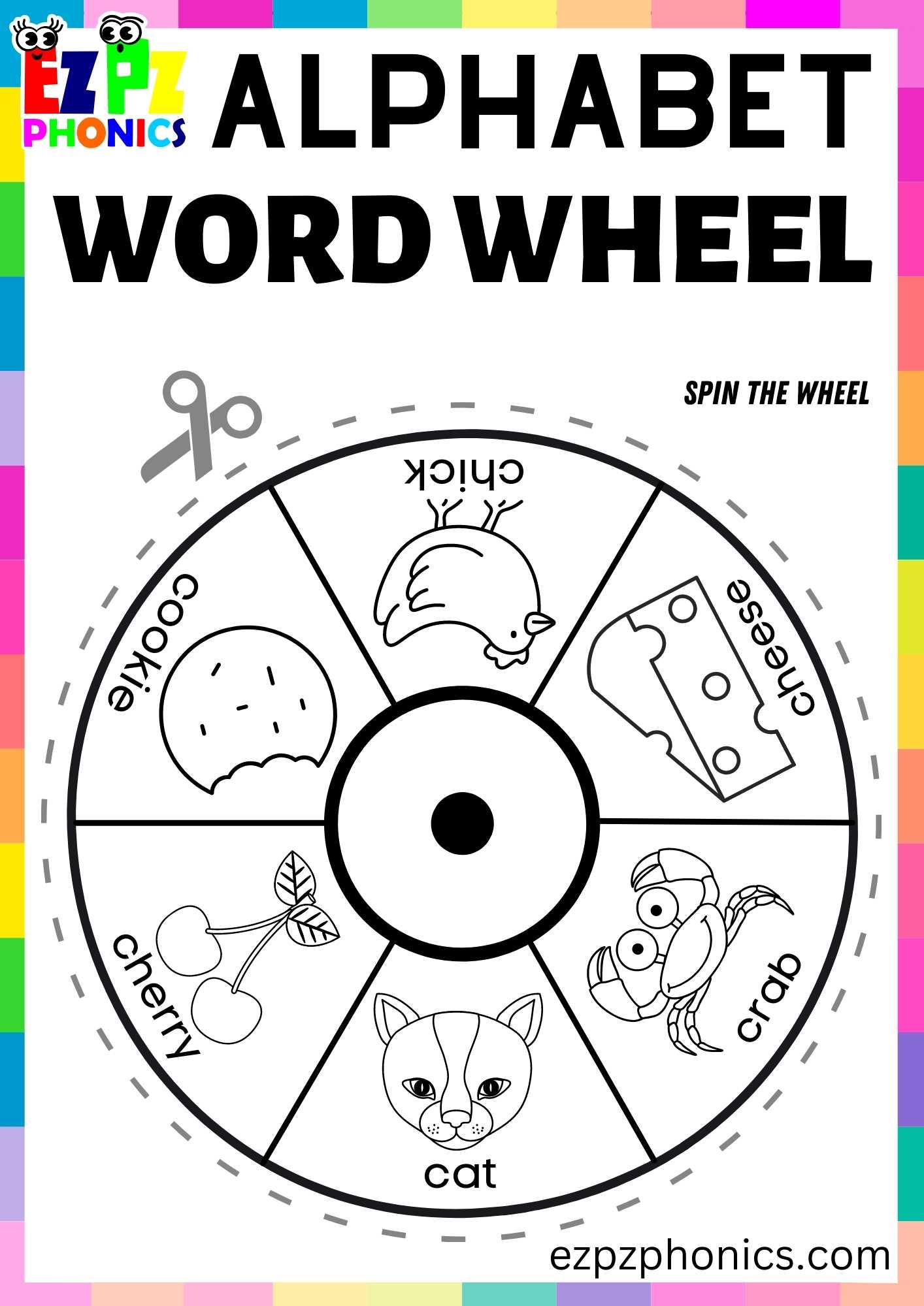 Letter C Alphabet Coloring Spinner Wheel Phonics - ezpzphonics.com