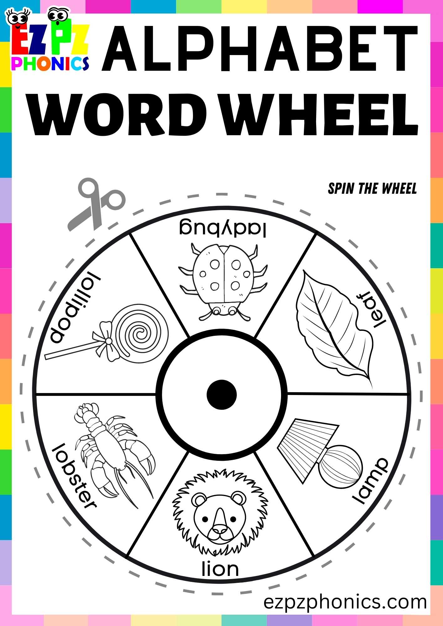 Letter L Alphabet Coloring Spinner Wheel Phonics - ezpzphonics.com