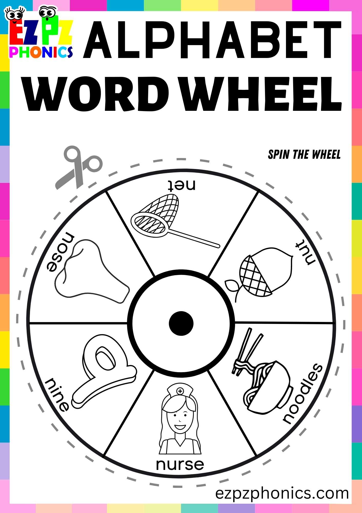 Letter N Alphabet Coloring Spinner Wheel Phonics - ezpzphonics.com