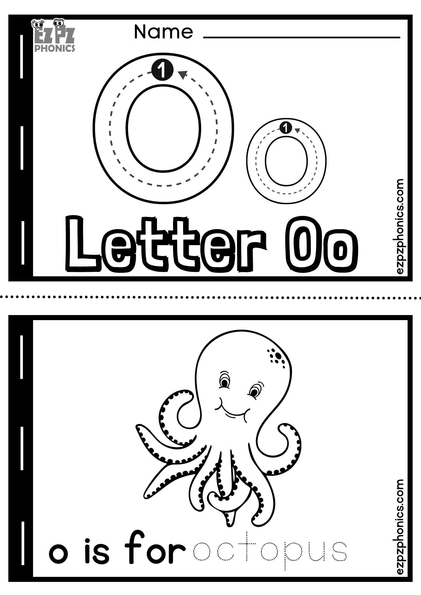 Letter O Alphabet Coloring Book Half Page Free Printable PDF ...