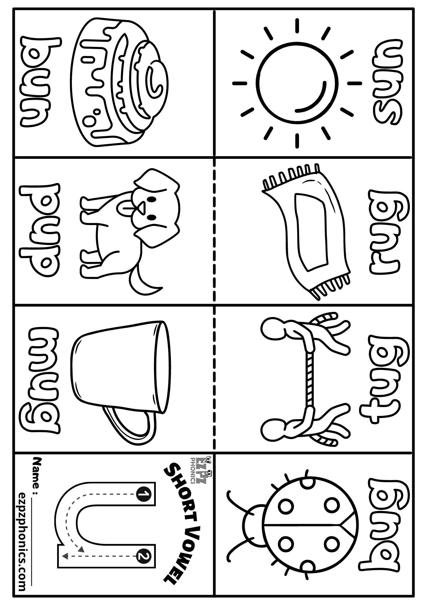 vowel coloring pages printable