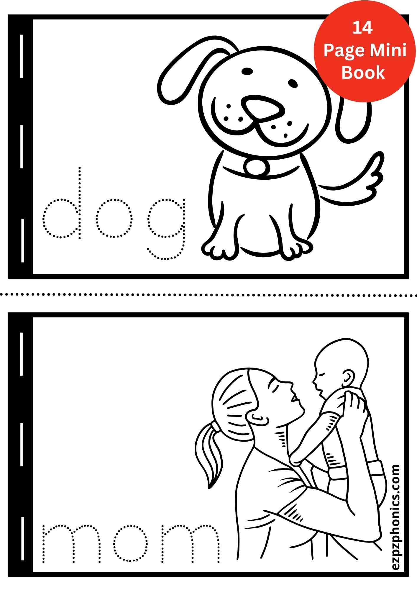 Coloring Book Short Vowel O 14 Half Pages - ezpzphonics.com