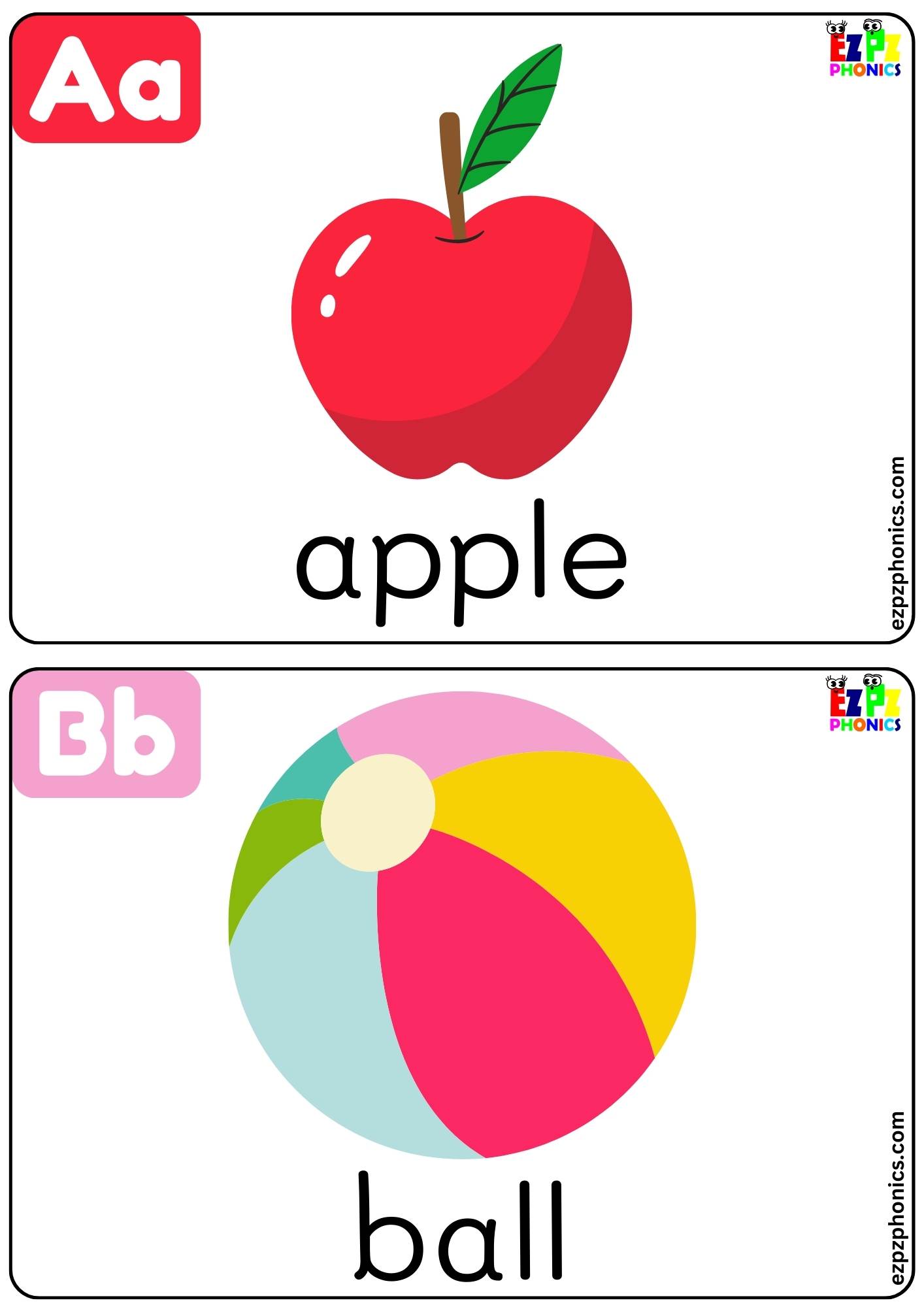 A to Z ABC Phonics Fun For Kids. Complete set of 26 Flashcards ...