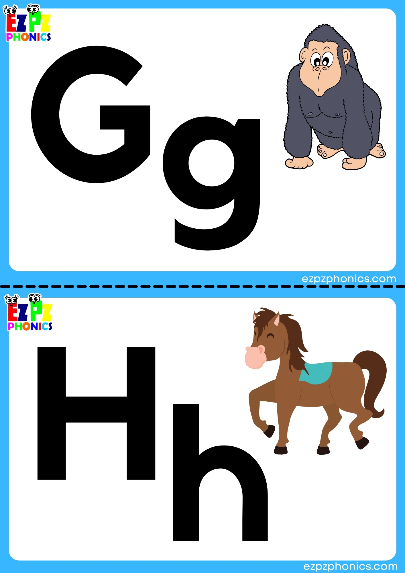 A to Z Half Page Phonics Flashcards with Images Complete Set Download ...