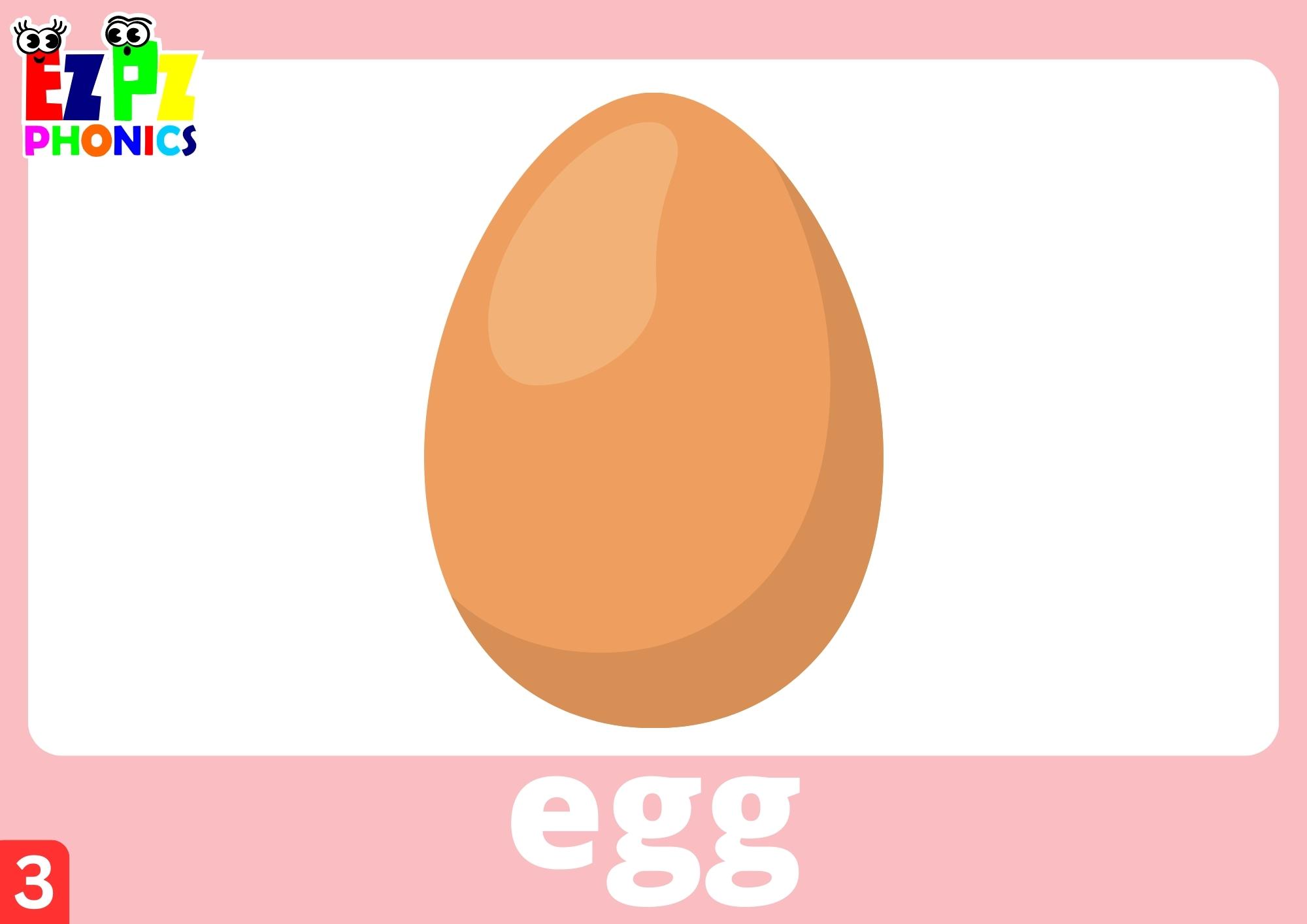 Letter Ee Words Phonics Flashcards with Images and Words Free Printable ...