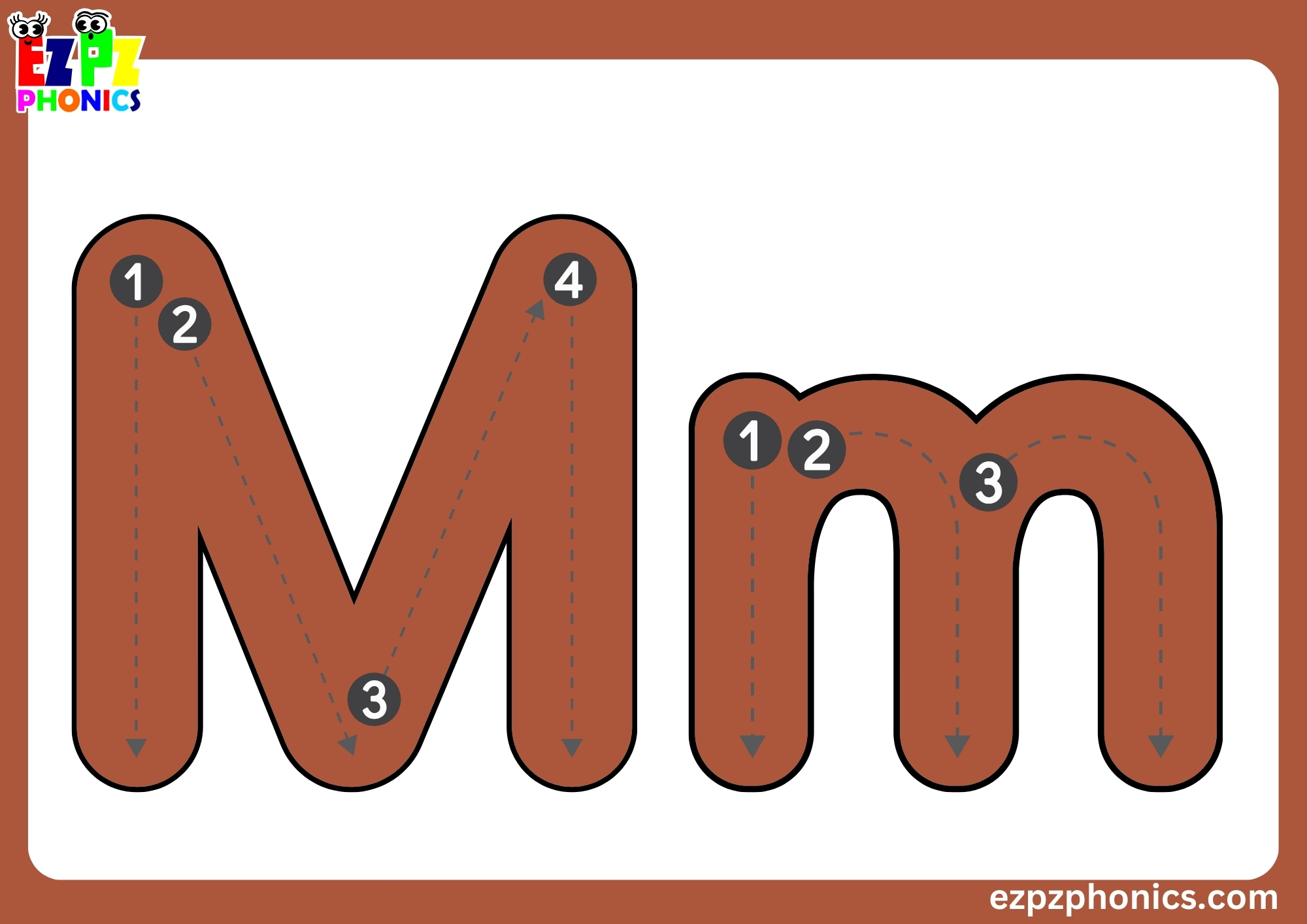 Letter M Free Kindergarten Phonics Alphabet Letter Sounds Flashcards ...