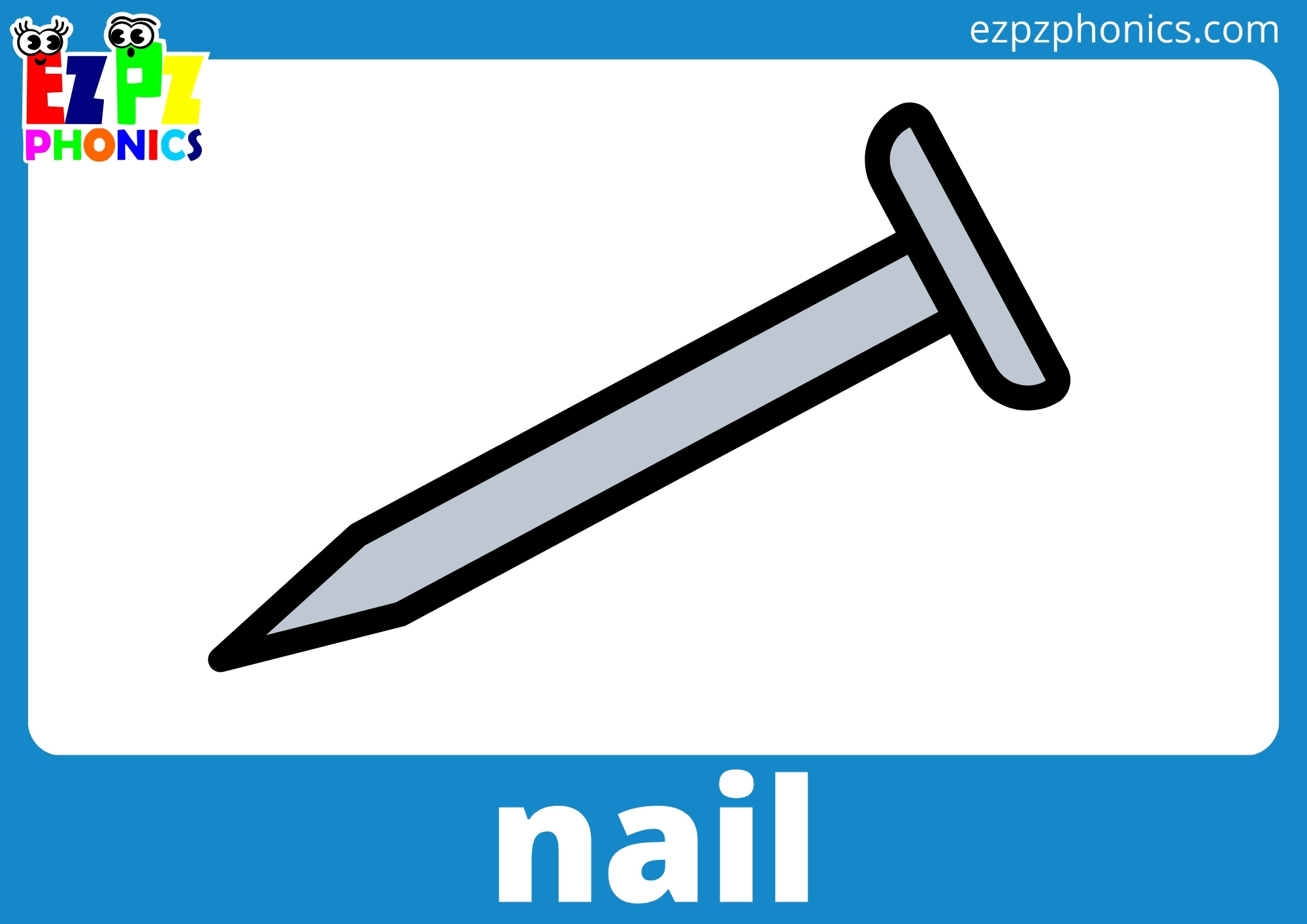 N Beginning Sounds Full Page Flashcards with Words Phonics Alphabet ...