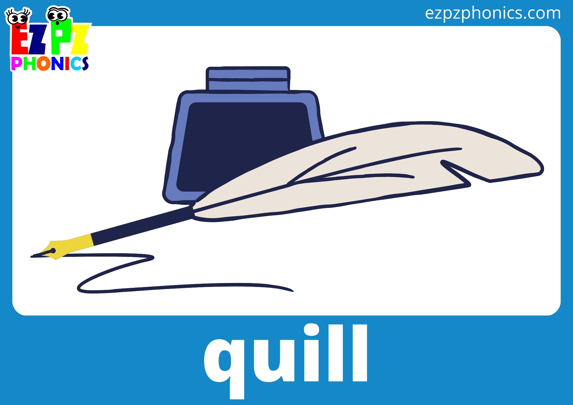 Q Beginning Sounds Full Page Flashcards with Words Phonics Alphabet ...