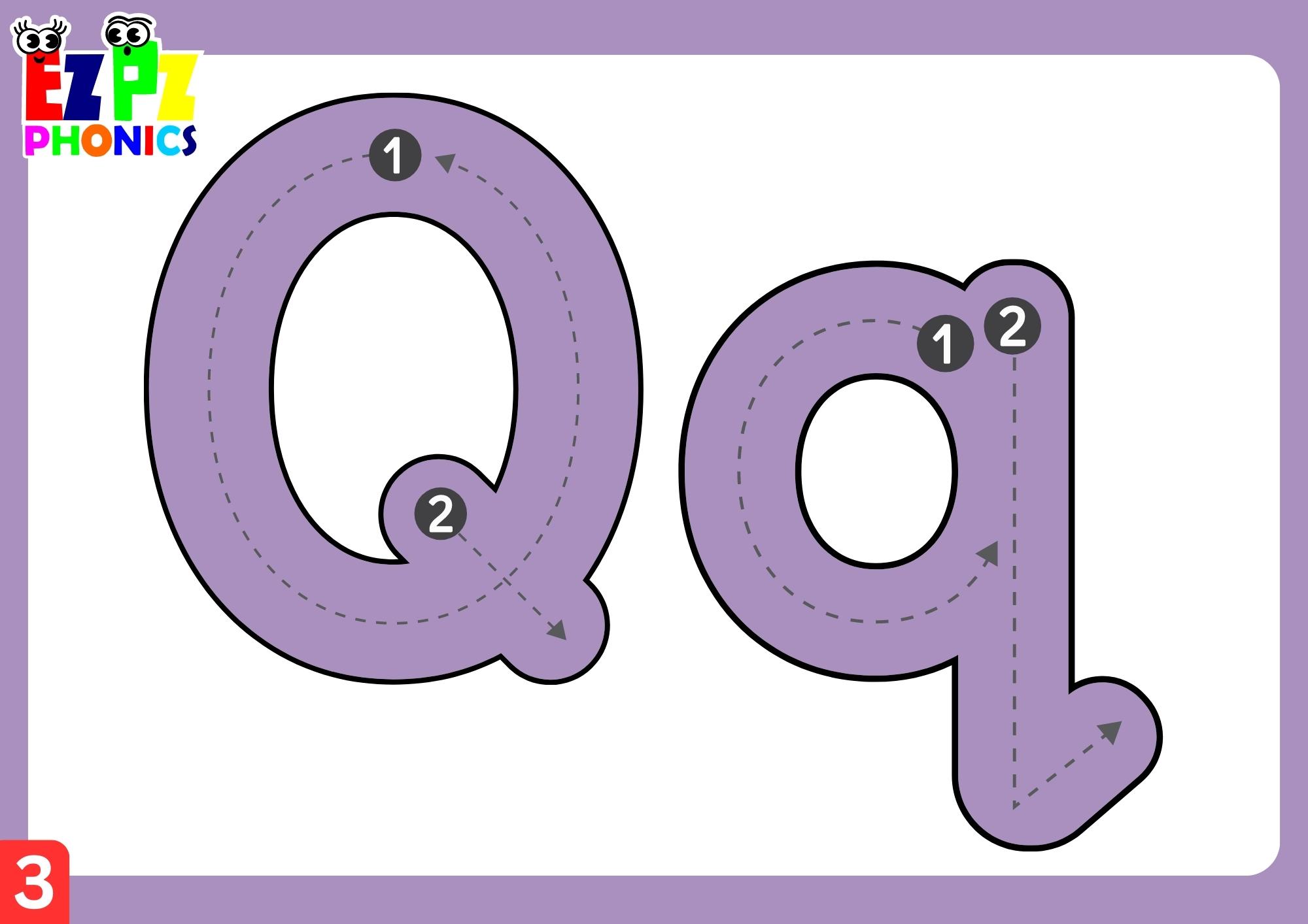 Letter Q Words Phonics Flashcards with Images and Words Free Printable ...