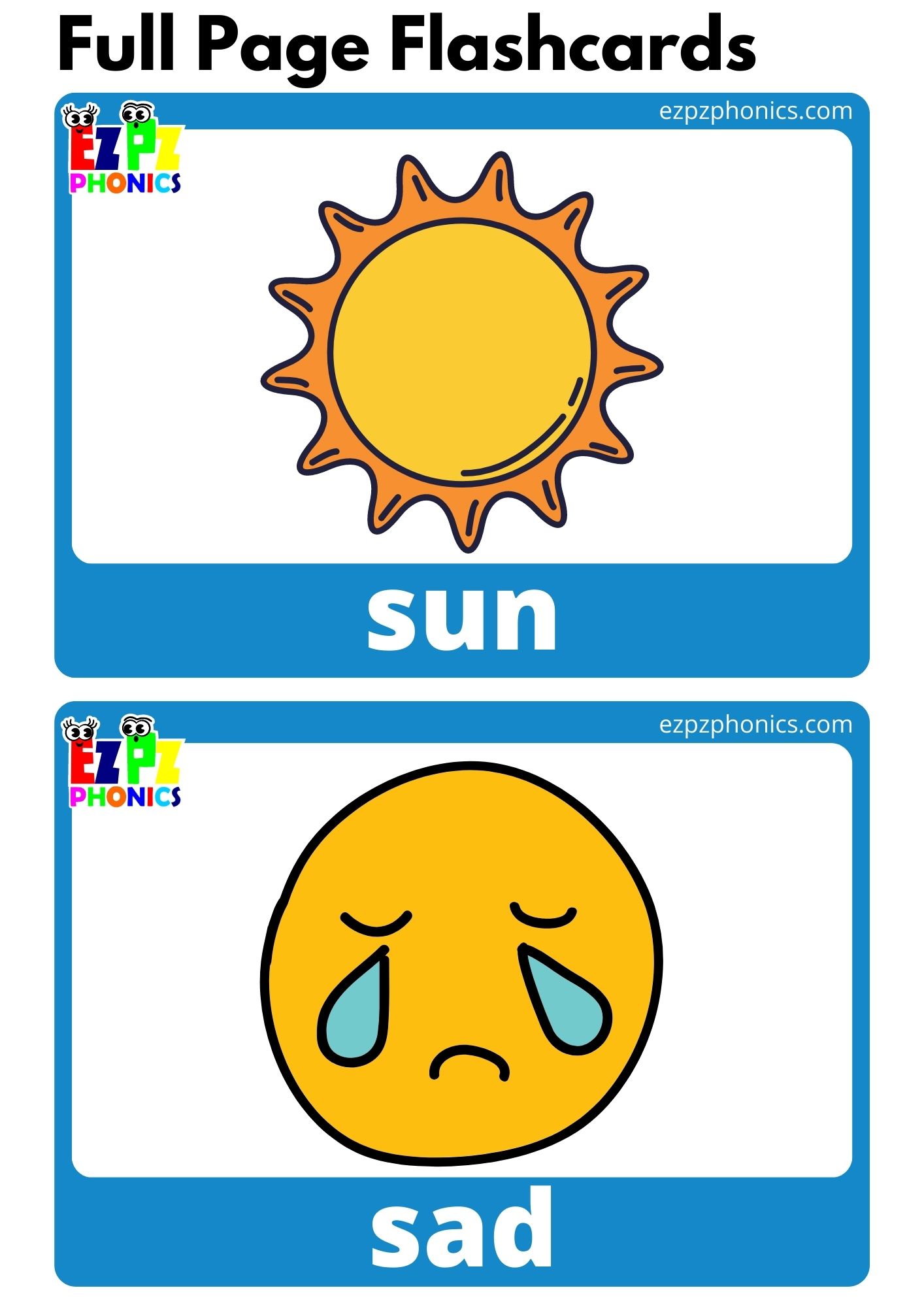 S Beginning Sounds Full Page Flashcards with Words Phonics Alphabet ...