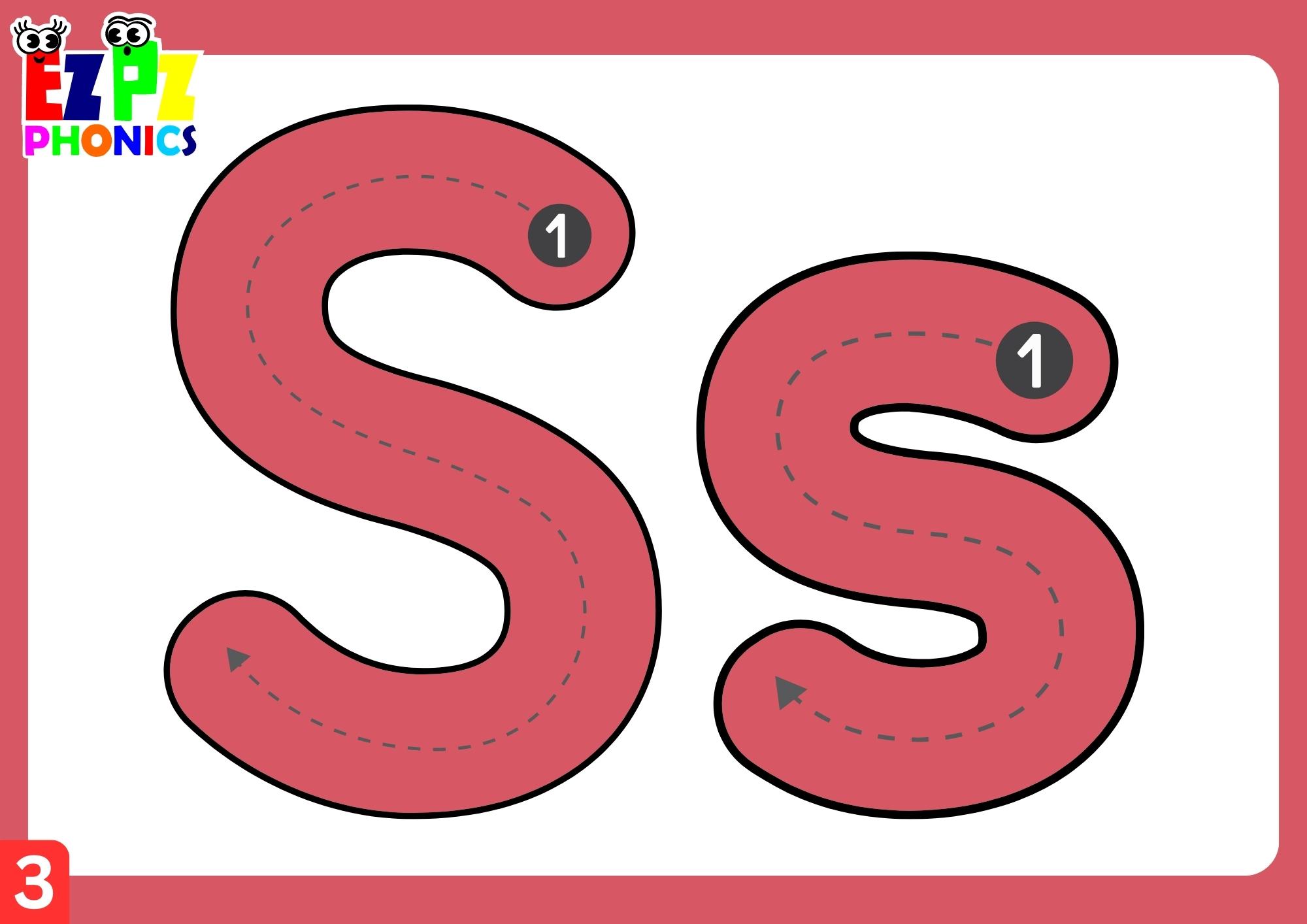 Letter S Words Phonics Flashcards with Images and Words Free Printable ...