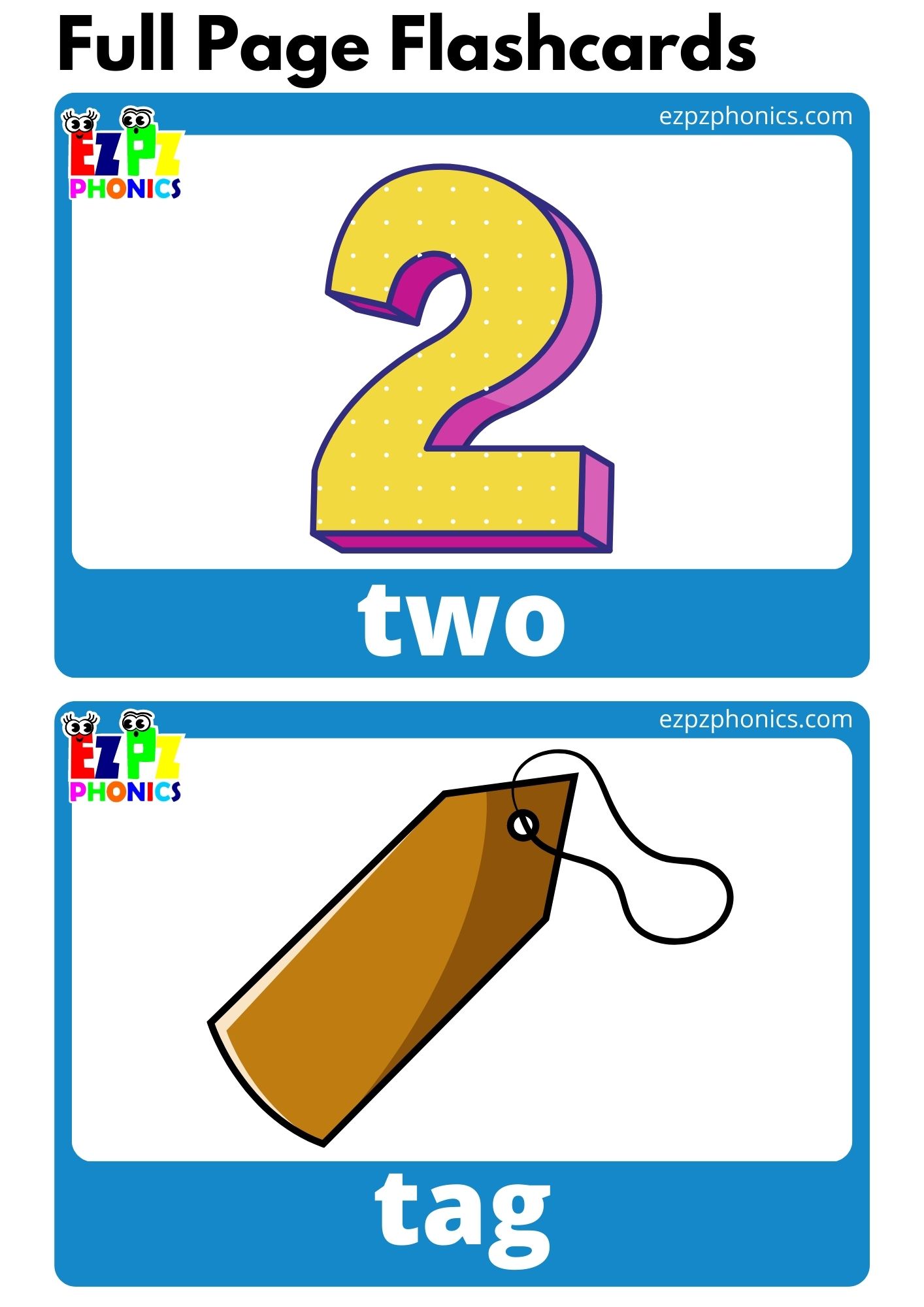 T Beginning Sounds Full Page Flashcards with Words Phonics Alphabet ...