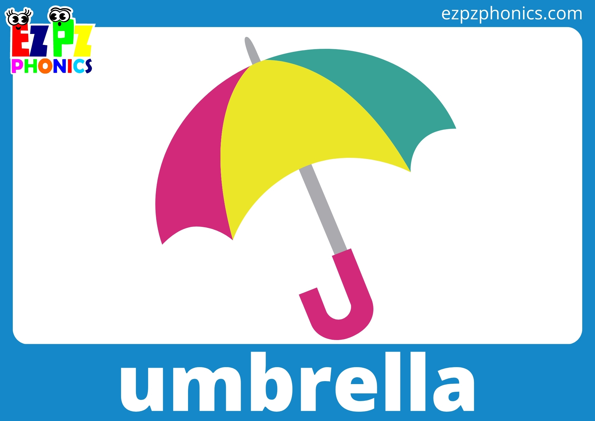 U Beginning Sounds Full Page Flashcards with Words Phonics Alphabet ...