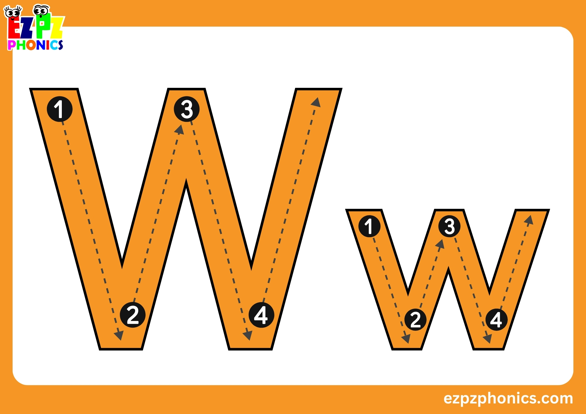 Letter W Free Kindergarten Phonics Alphabet Letter Sounds Flashcards ...