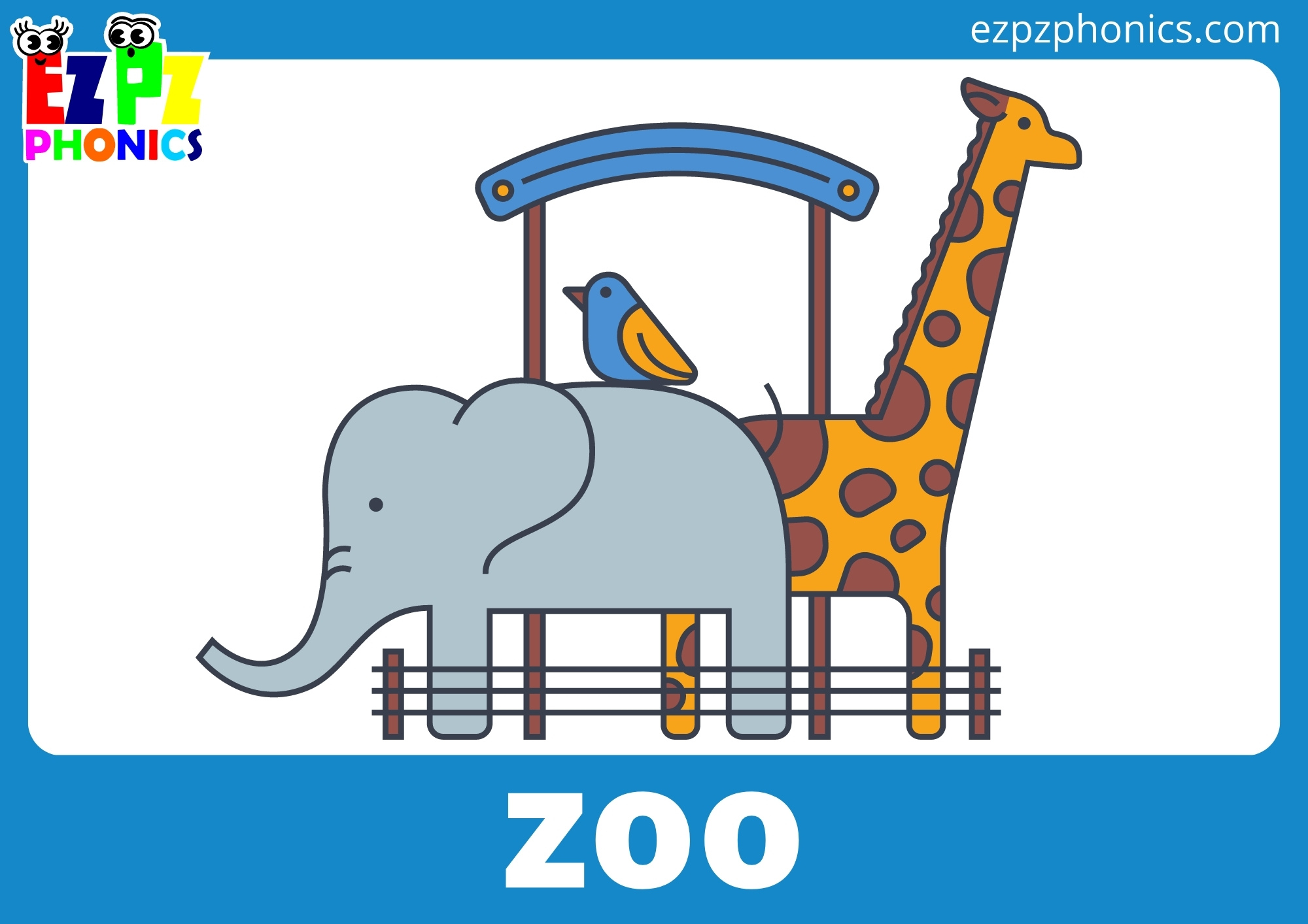 Z Beginning Sounds Full Page Flashcards with Words Phonics Alphabet ...