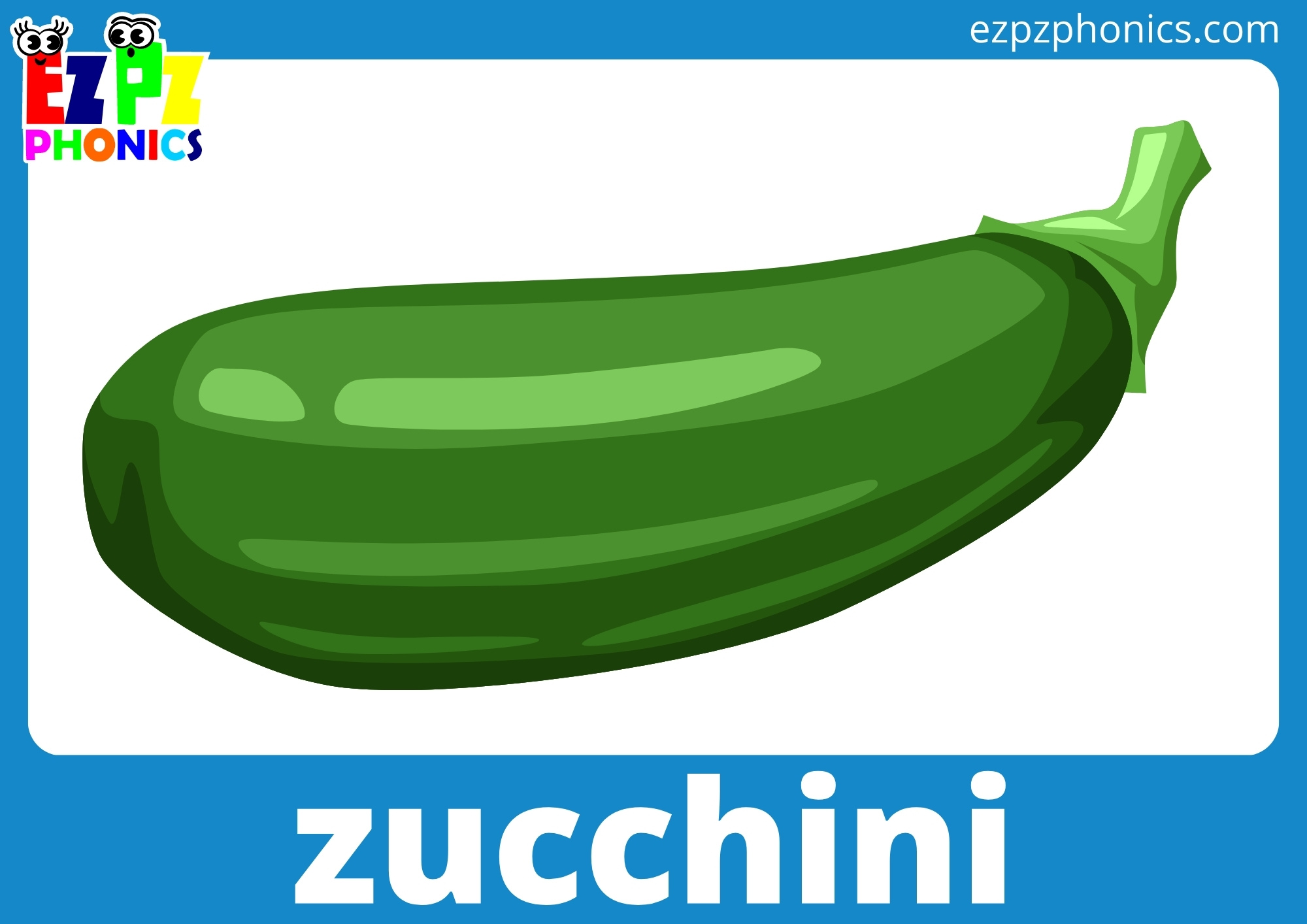 Z Beginning Sounds Full Page Flashcards with Words Phonics Alphabet ...