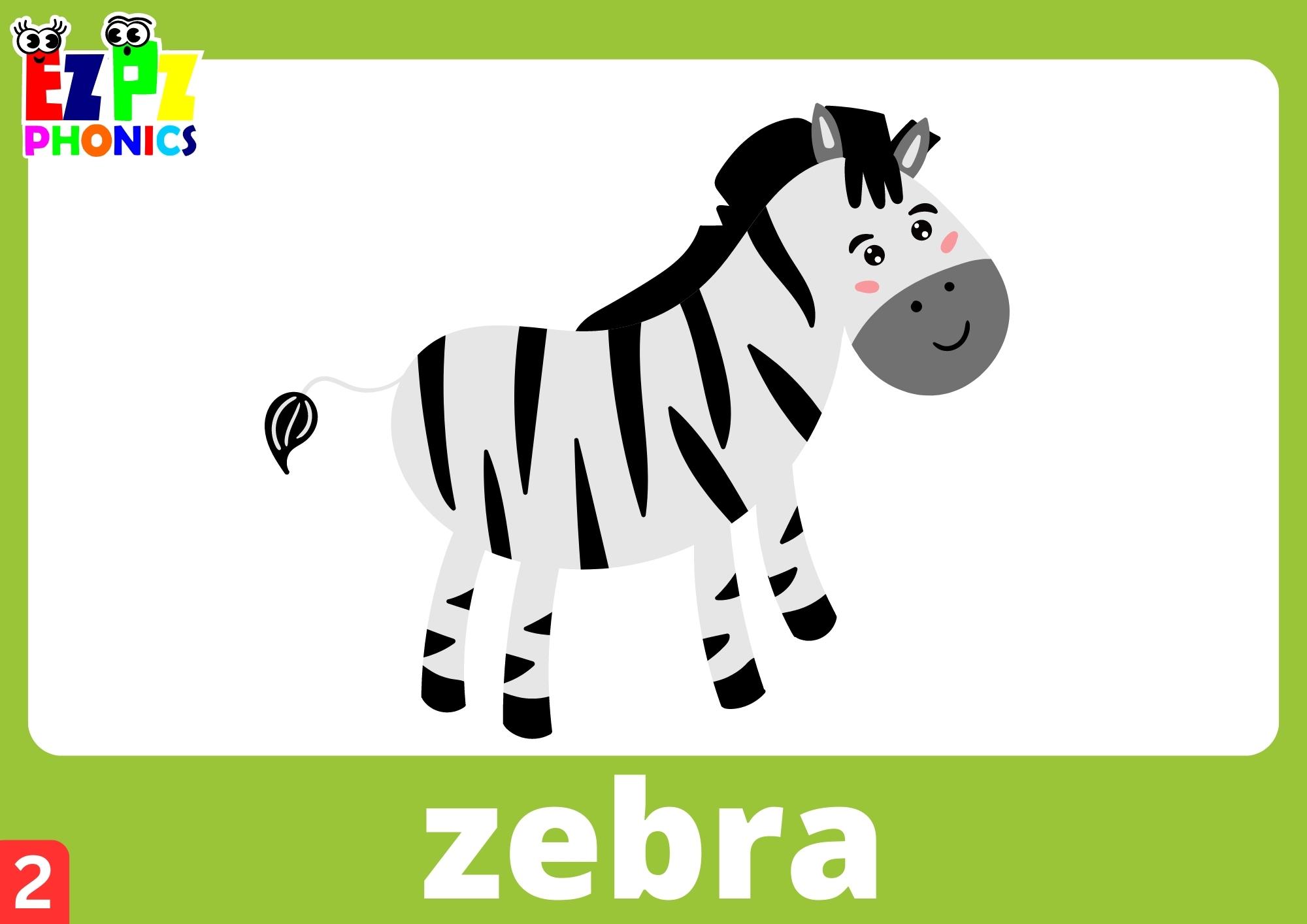 Letter Z Words Phonics Flashcards with Images and Words Free Printable ...