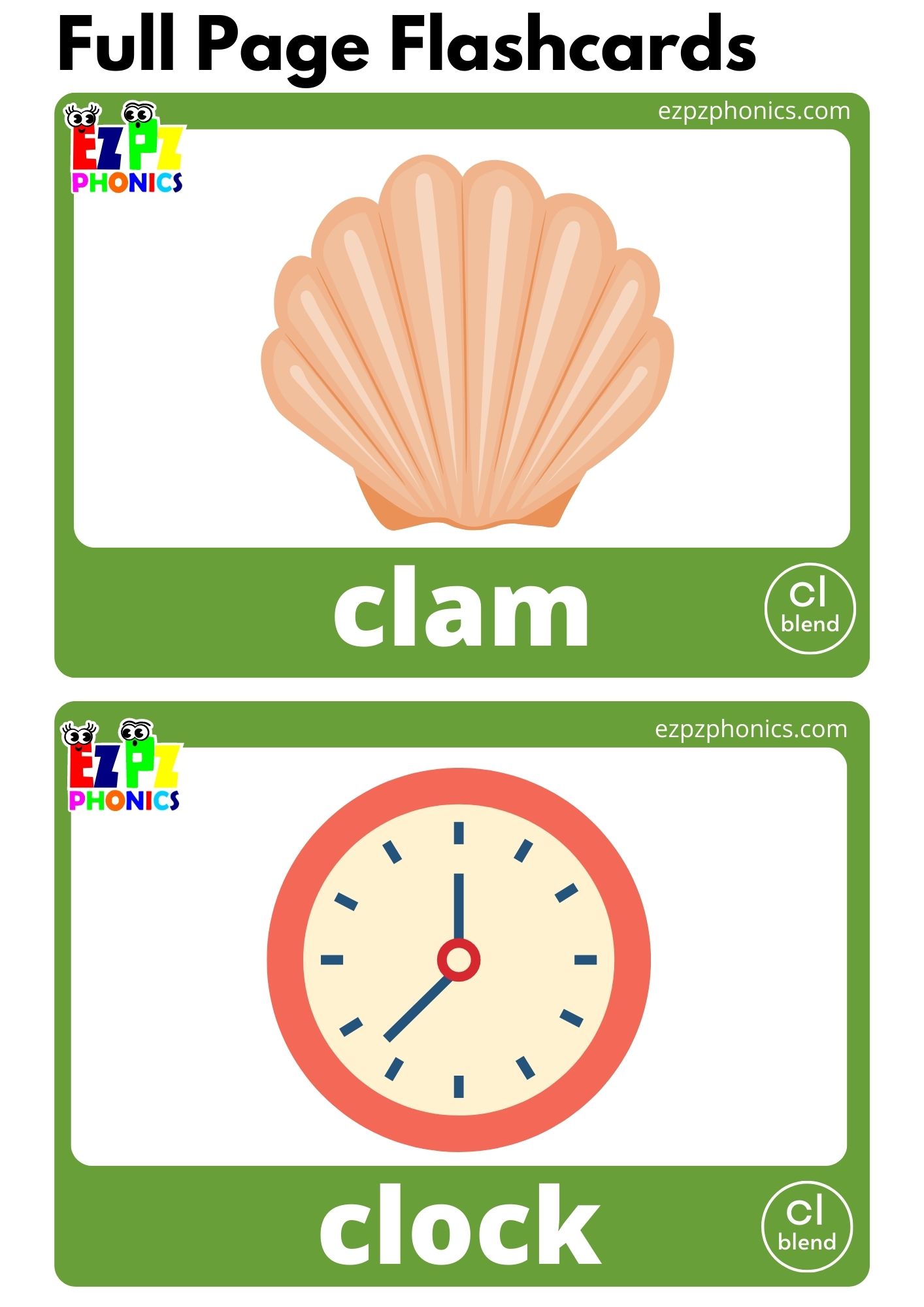 CL Blend Phonics Flashcards - ezpzphonics.com