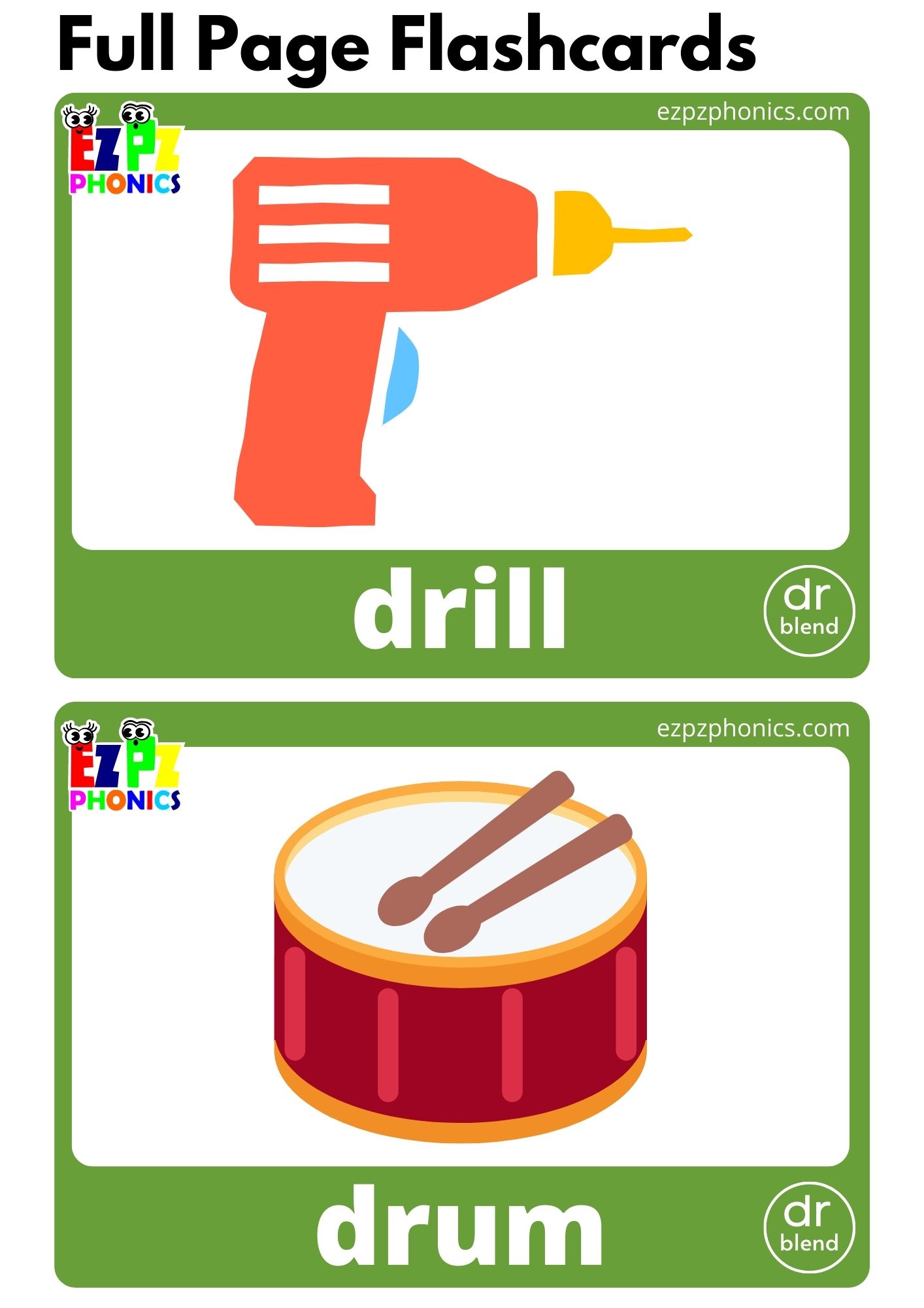 DR Blend Phonics Flashcards - ezpzphonics.com