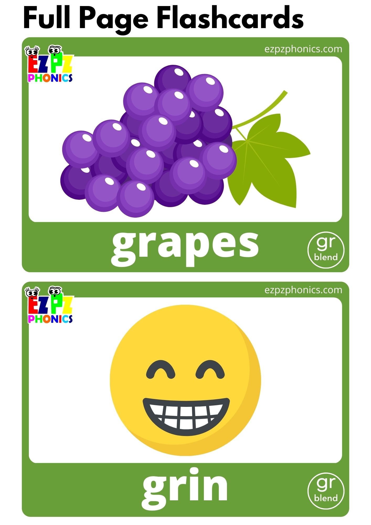 GR Blends Phonics Flashcards with Images and Words Download Free ...