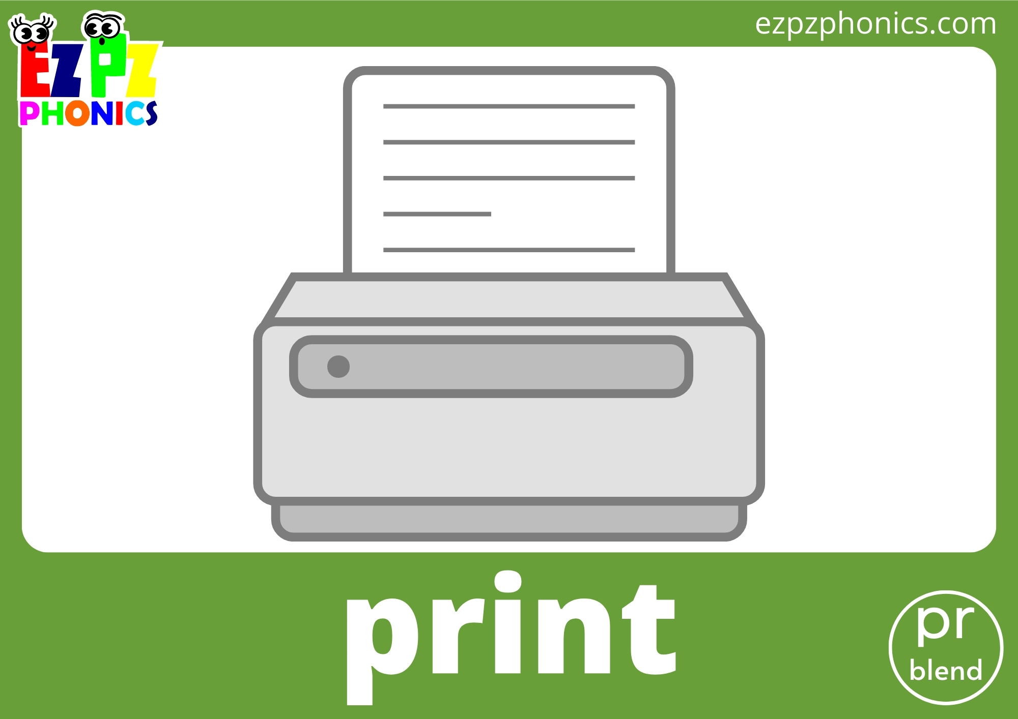 PR Blend Phonics Flashcards - ezpzphonics.com