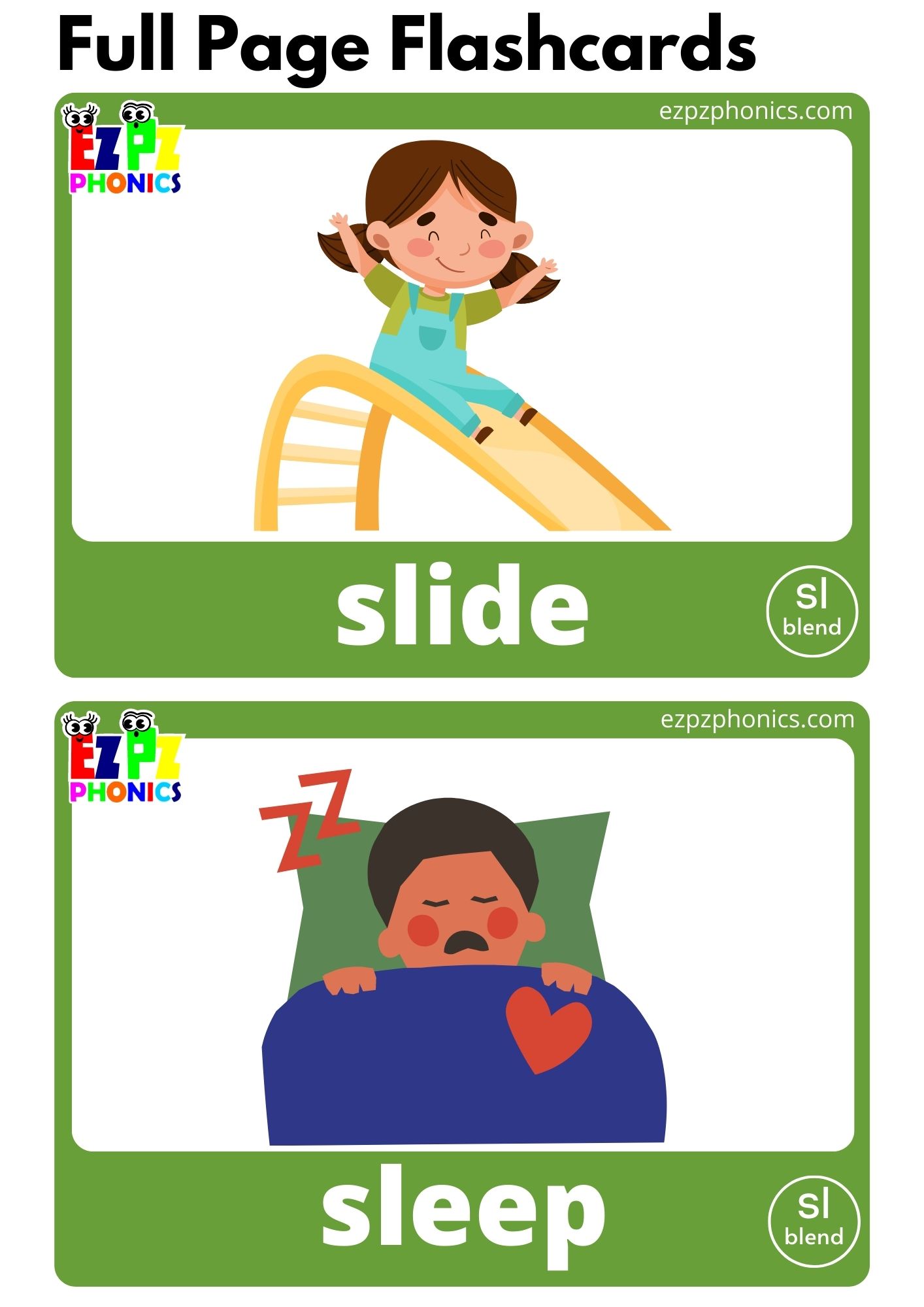 SL Blend Phonics Flashcards - ezpzphonics.com