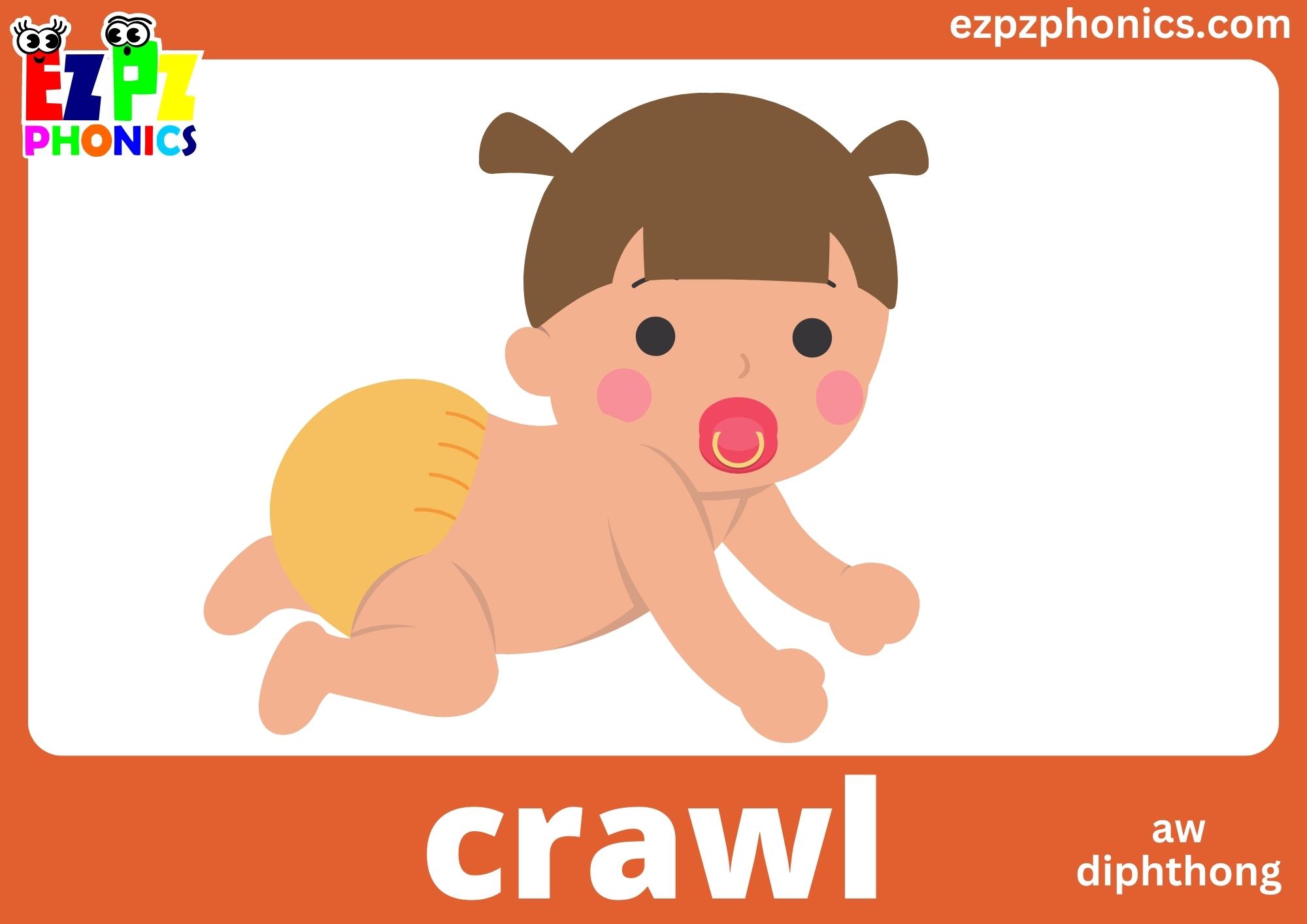 AW Diphthong Words Phonics Flashcards with Images and Words Free ...