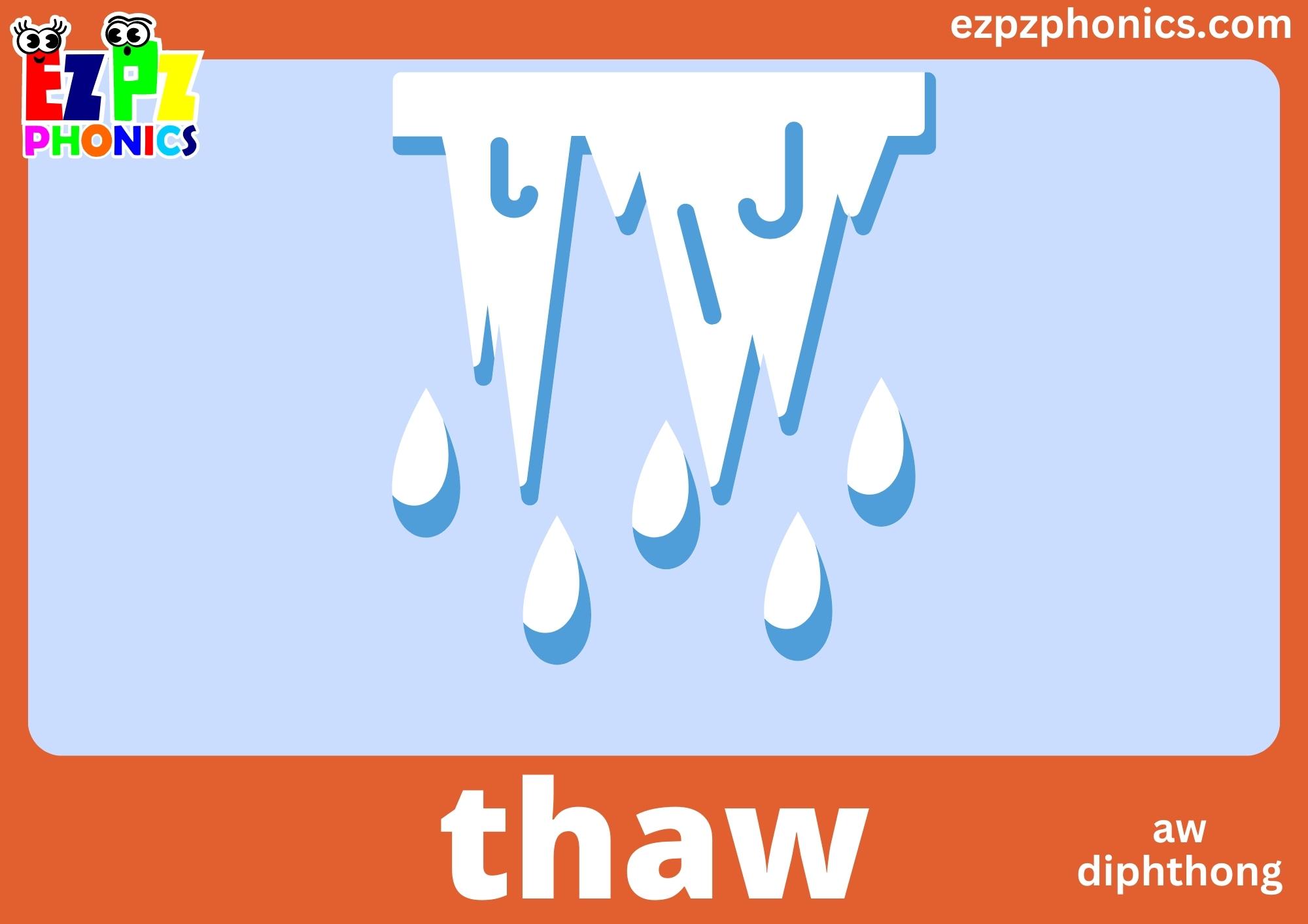 AW Diphthong Words Phonics Flashcards with Images and Words Free ...