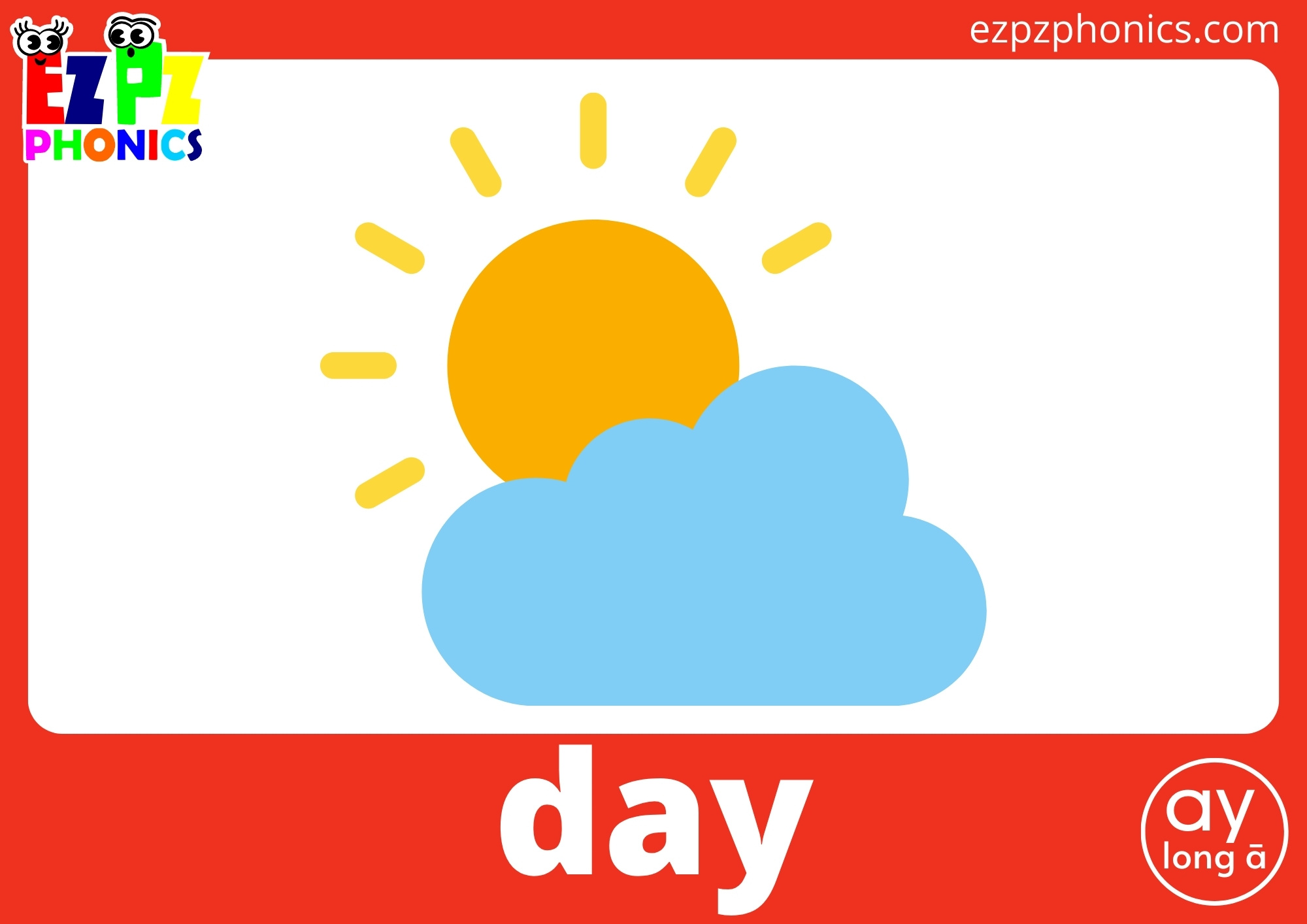 ay Words Long A Vowel Sounds Flashcards with Words and Free PDF ...