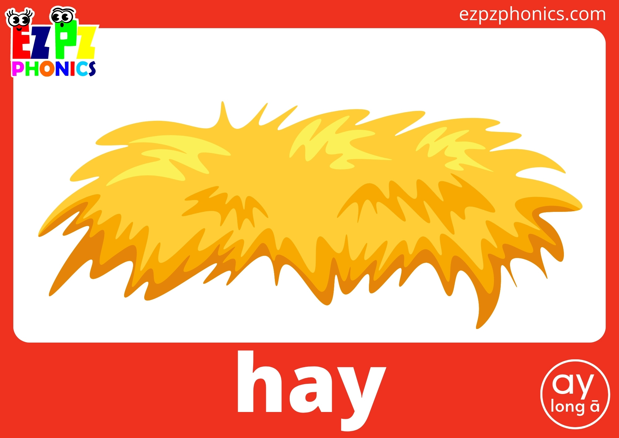 ay Words Long A Vowel Sounds Flashcards with Words and Free PDF ...