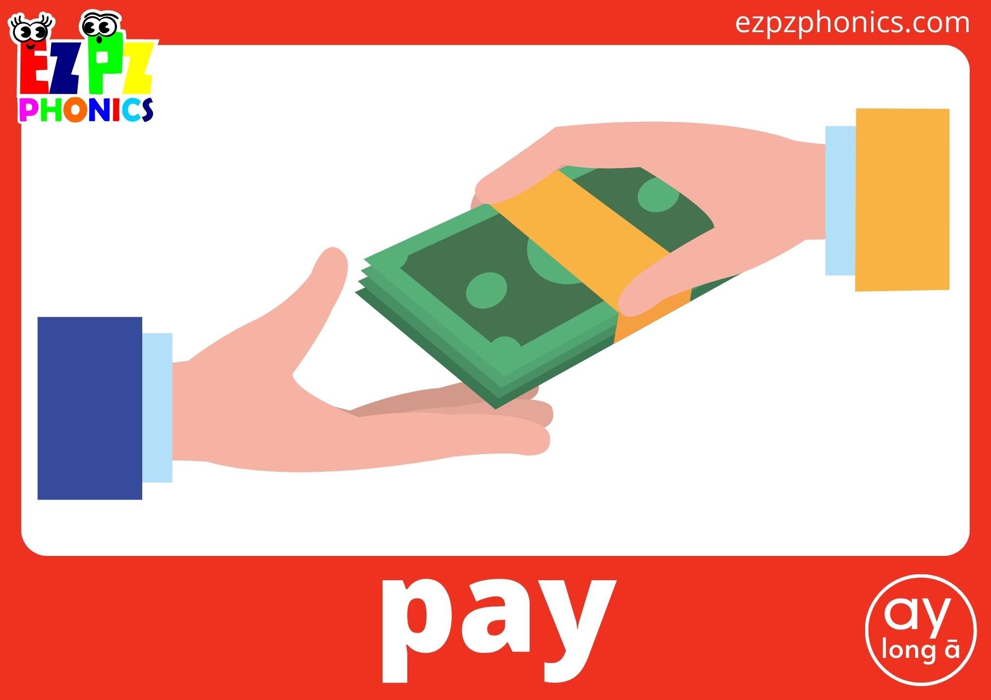 ay Words Long A Vowel Sounds Flashcards with Words and Free PDF ...