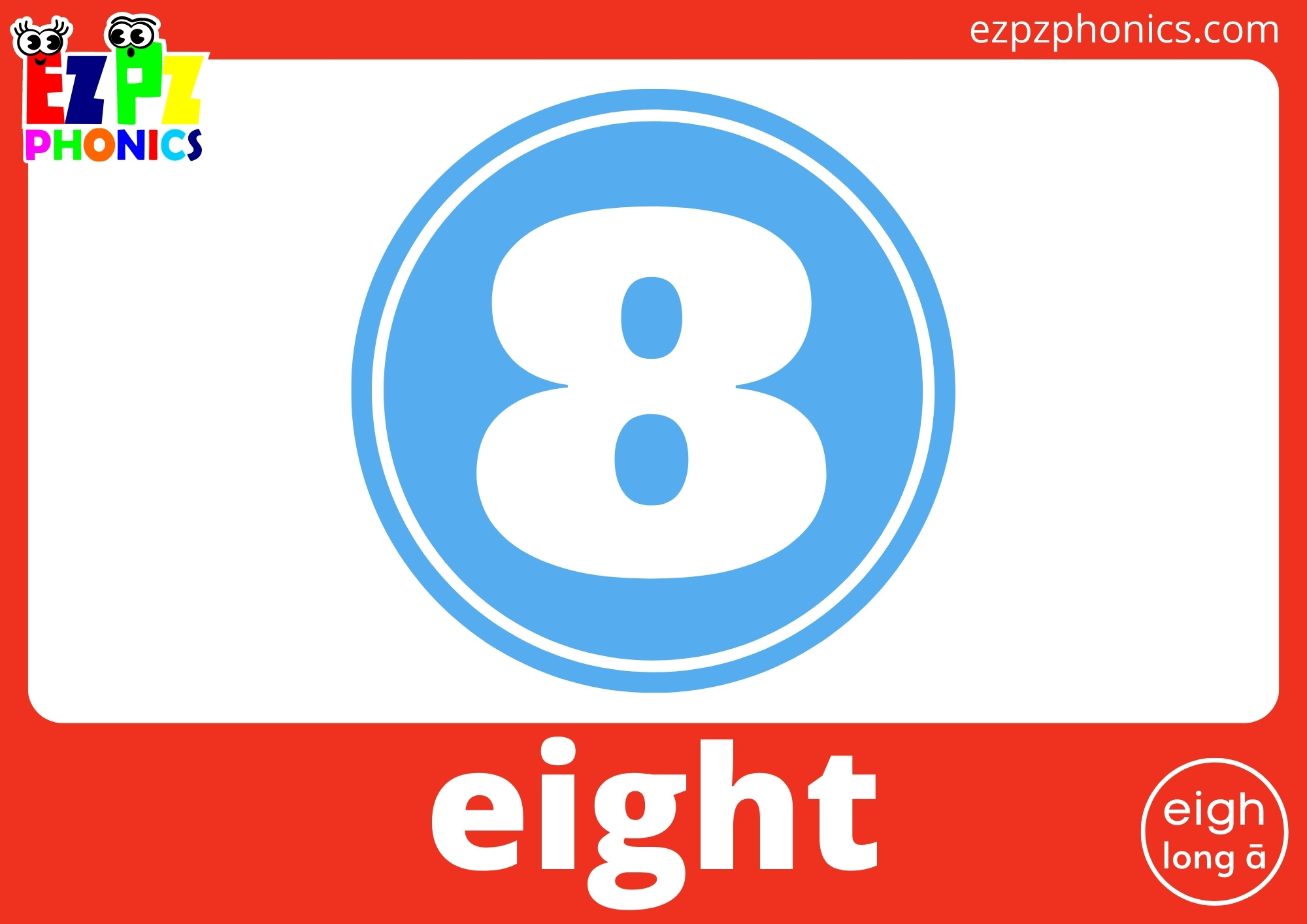 eigh Words Long A Vowel Phonics Flashcards - ezpzphonics.com