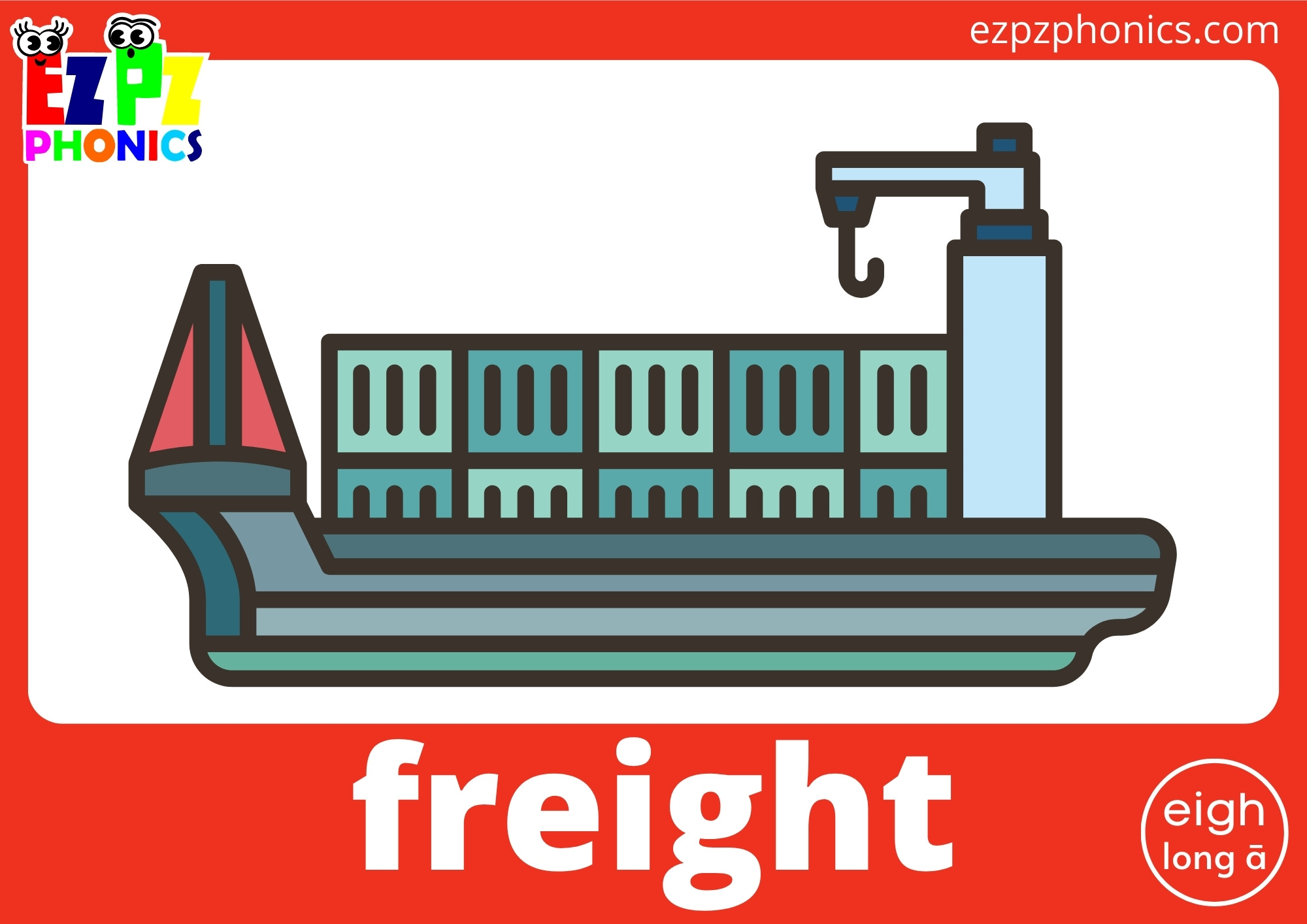 eigh Words List Long A Vowel Sounds Flashcards with Images and Words ...