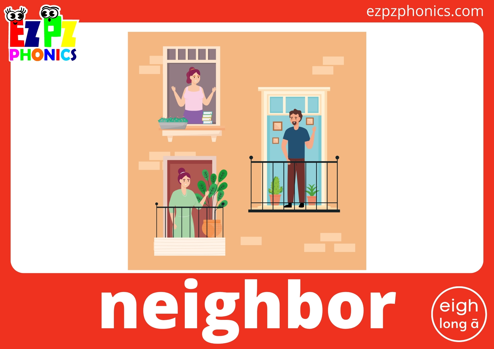 eigh Words Long A Vowel Phonics Flashcards - ezpzphonics.com