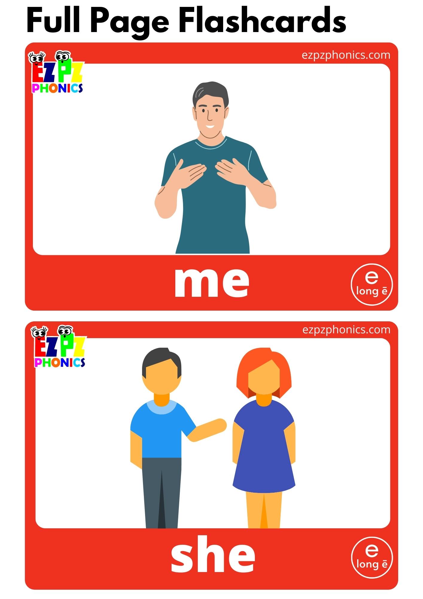 e Words List Long E Vowel Sounds Flashcards with Images and Words Free ...