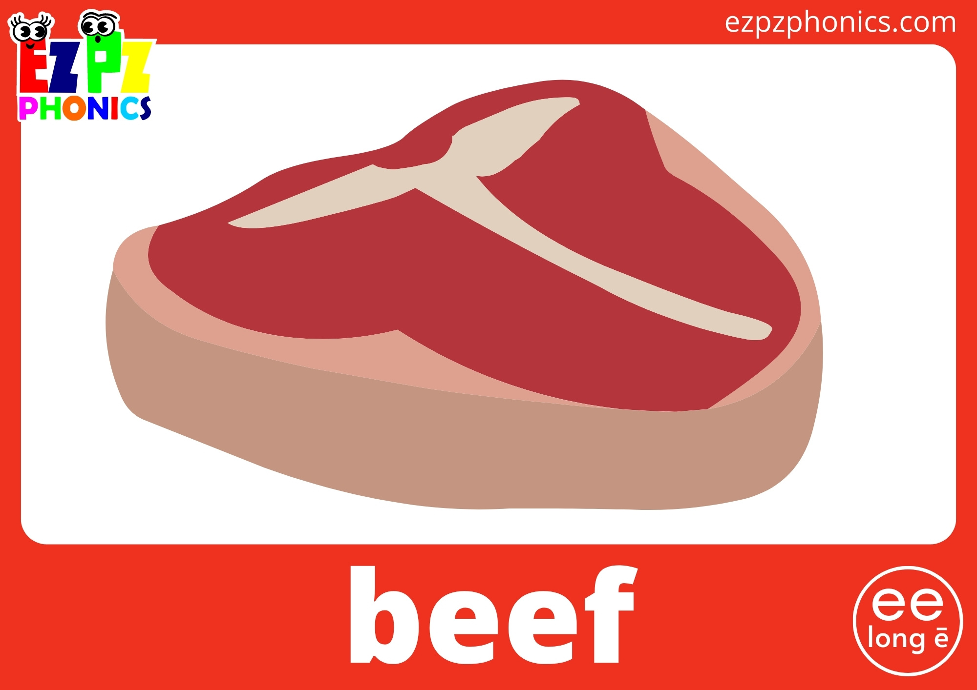 ee Words Long E Vowel Phonics Flashcards - ezpzphonics.com