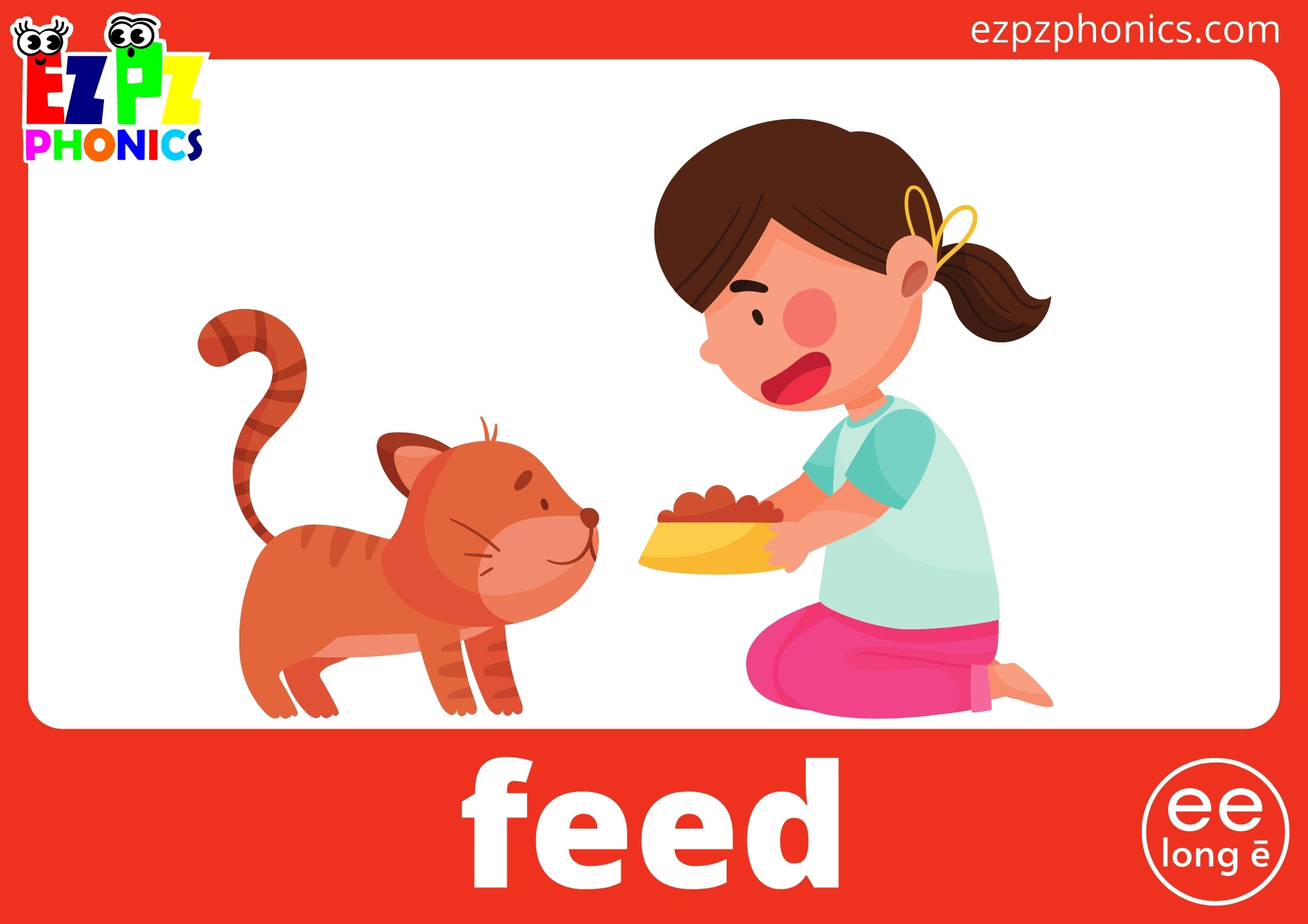 ee Words Long E Vowel Phonics Flashcards - ezpzphonics.com