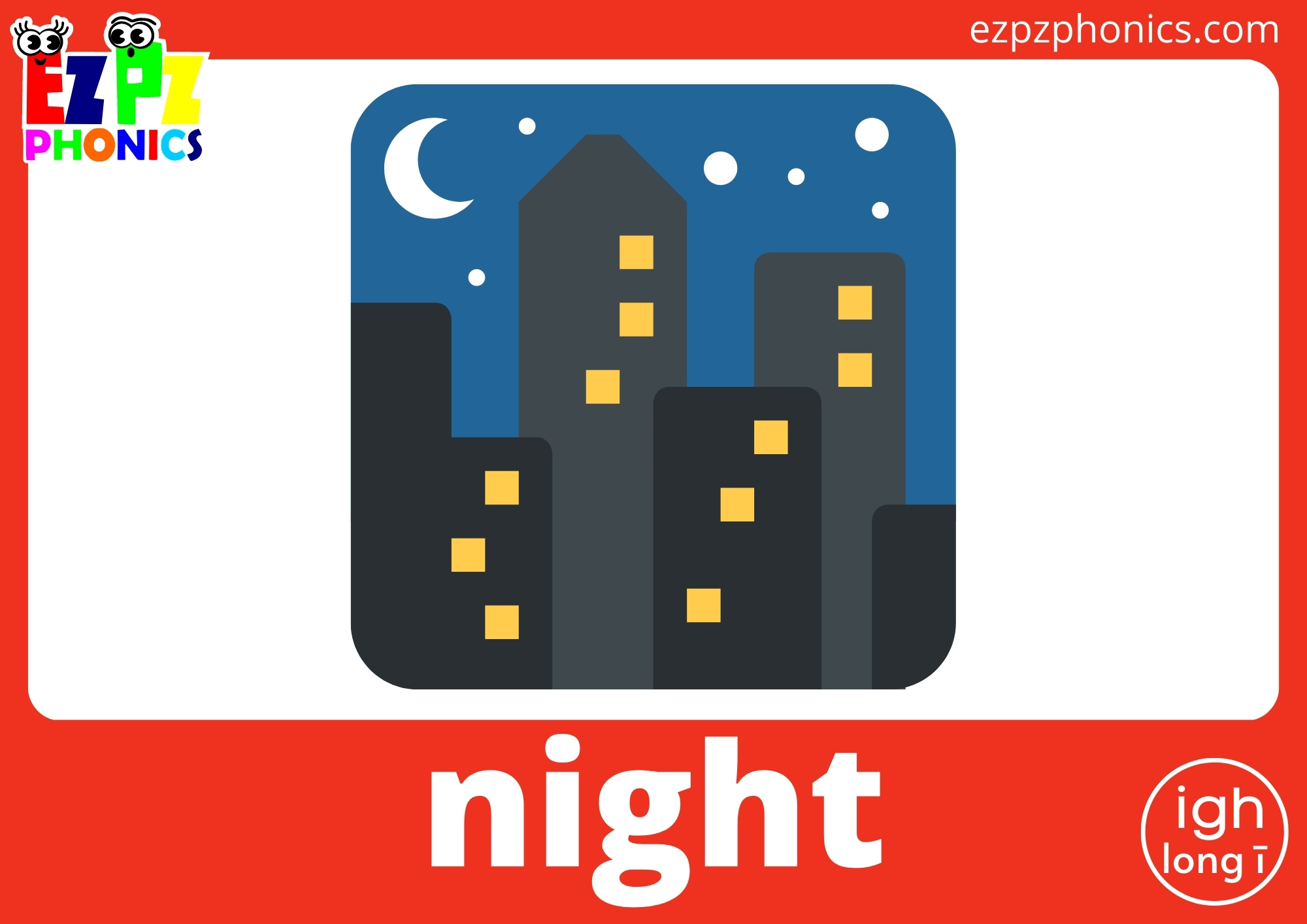 igh Words Long I Vowel Sounds Flashcards with Images and Words Free ...