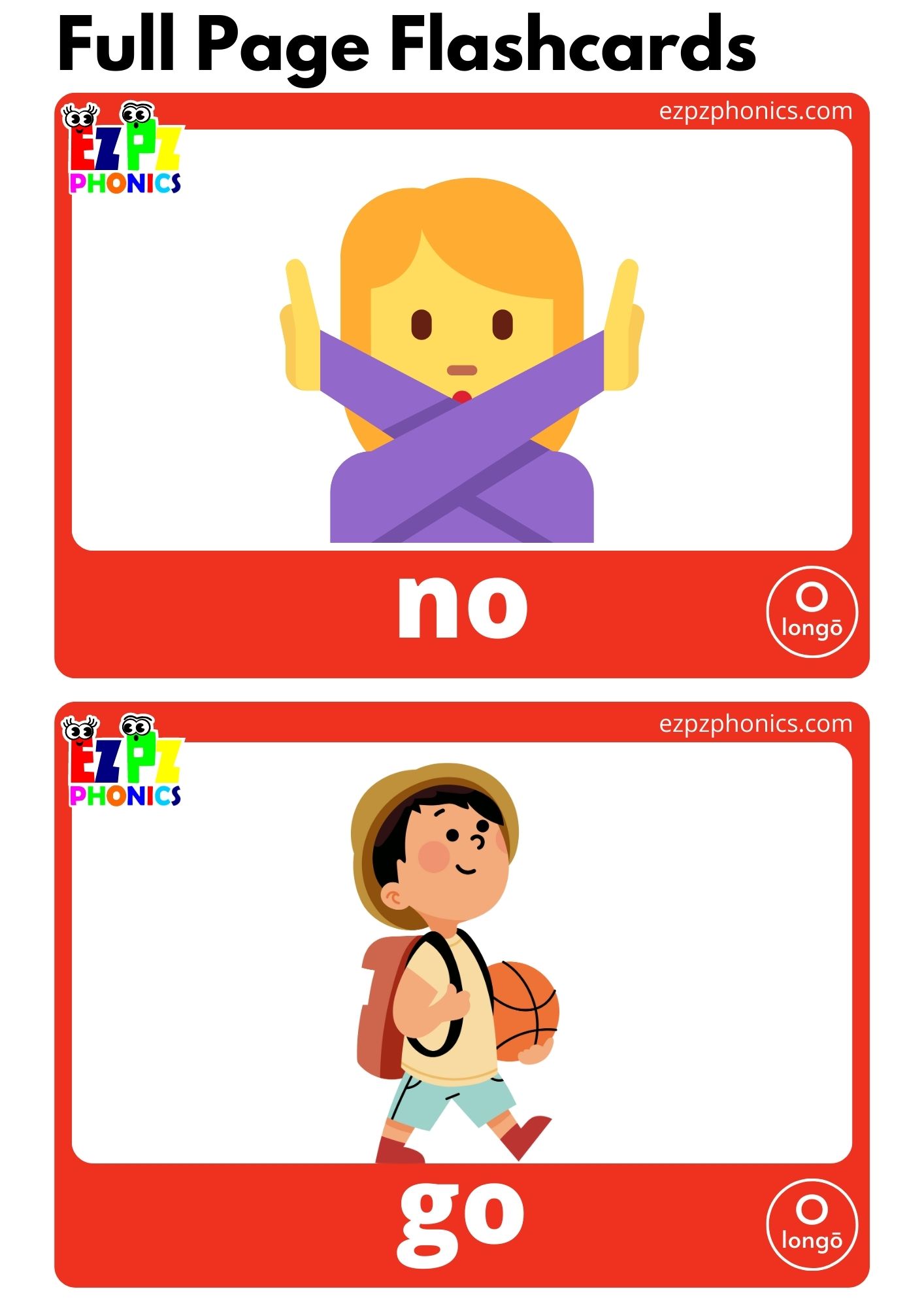 o Words Long O Vowel Sounds Flashcards with Images and Words Free ...
