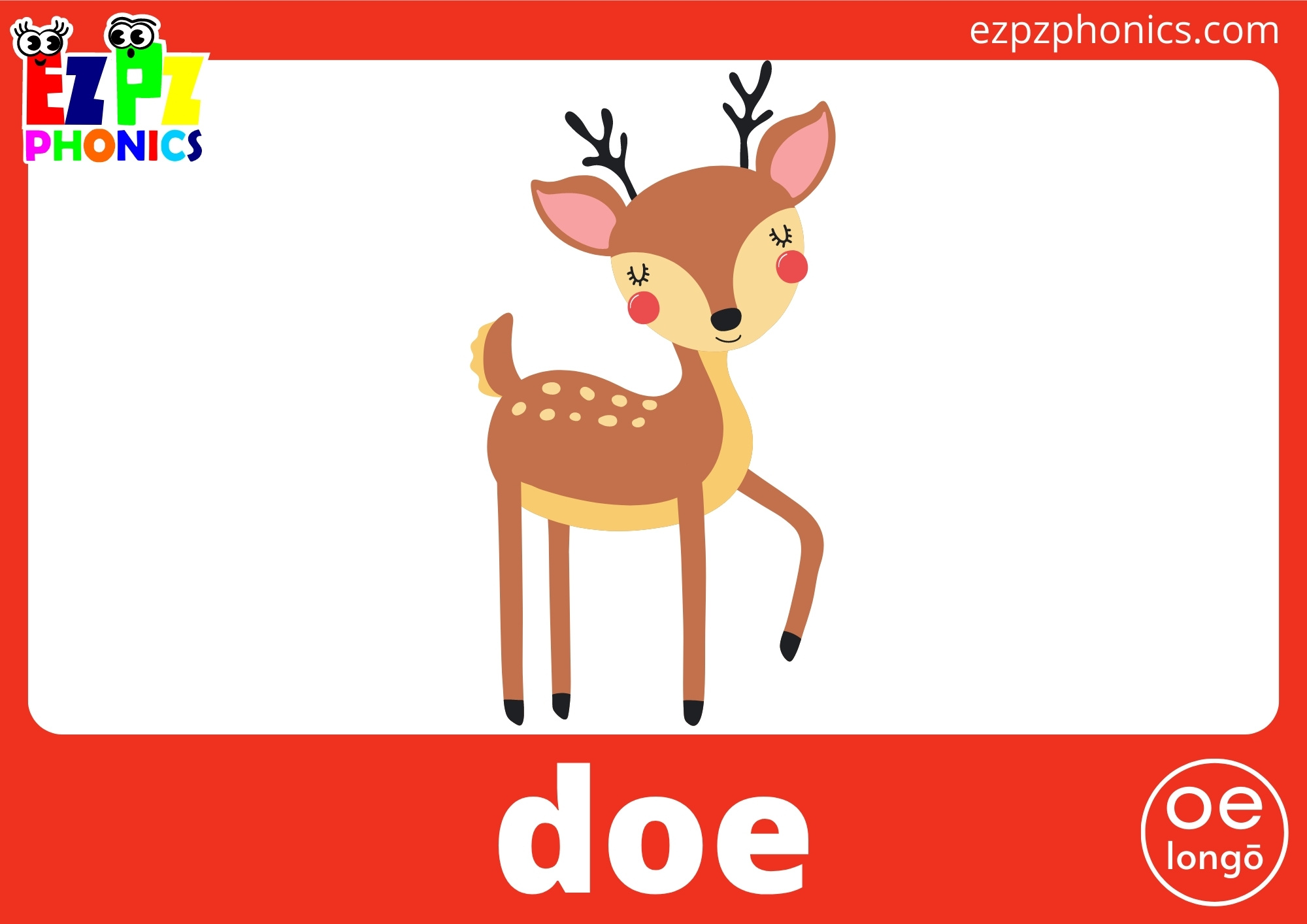 oe Words Long O Vowel Phonics Flashcards - ezpzphonics.com