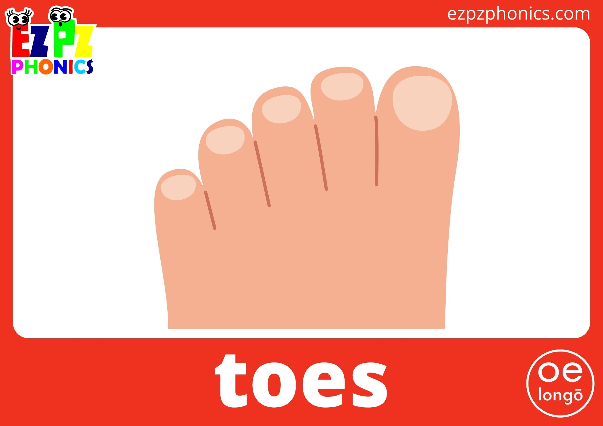 oe Words Long O Vowel Phonics Flashcards - ezpzphonics.com