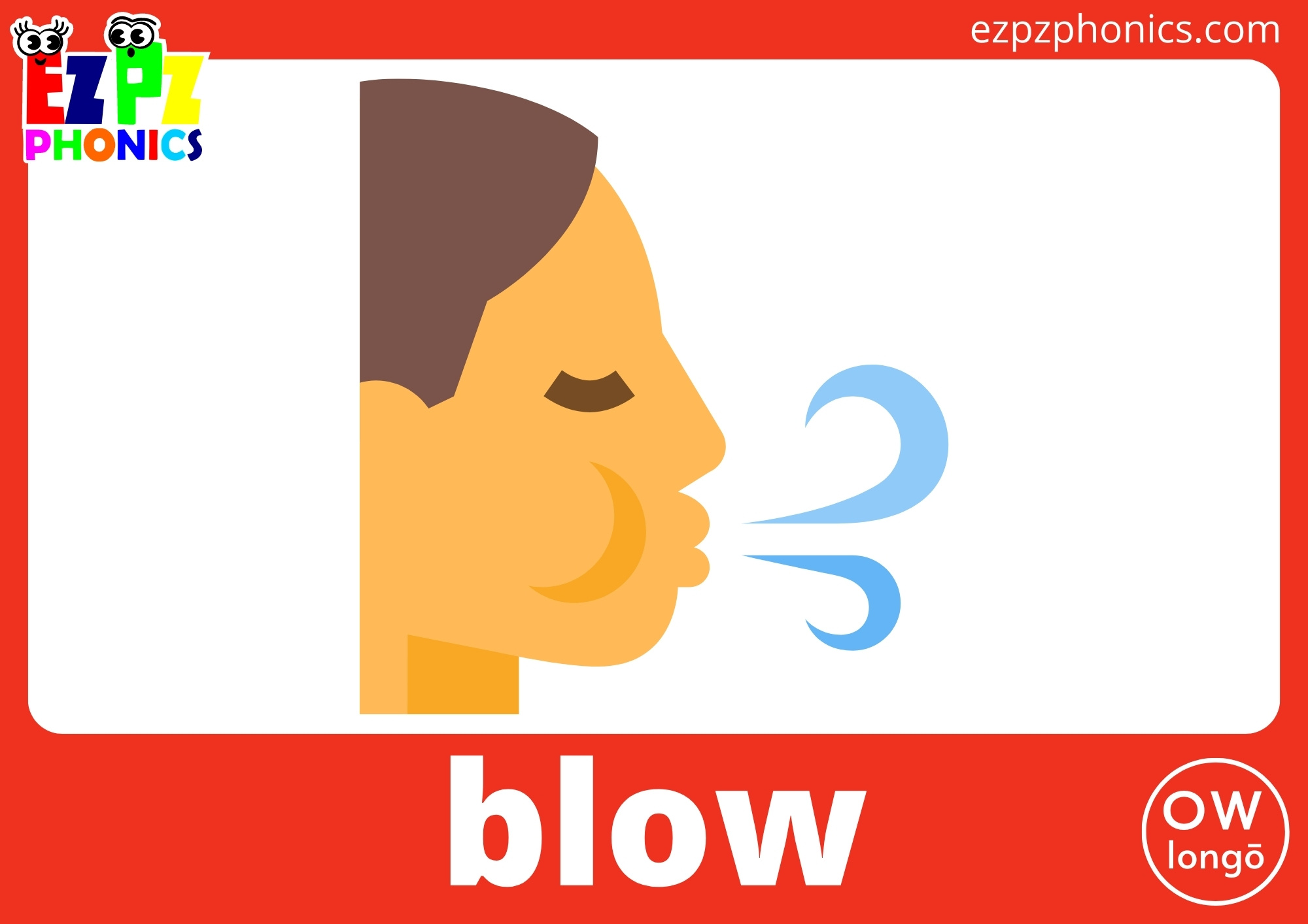 ow Words Long O Vowel Phonics Flashcards - ezpzphonics.com