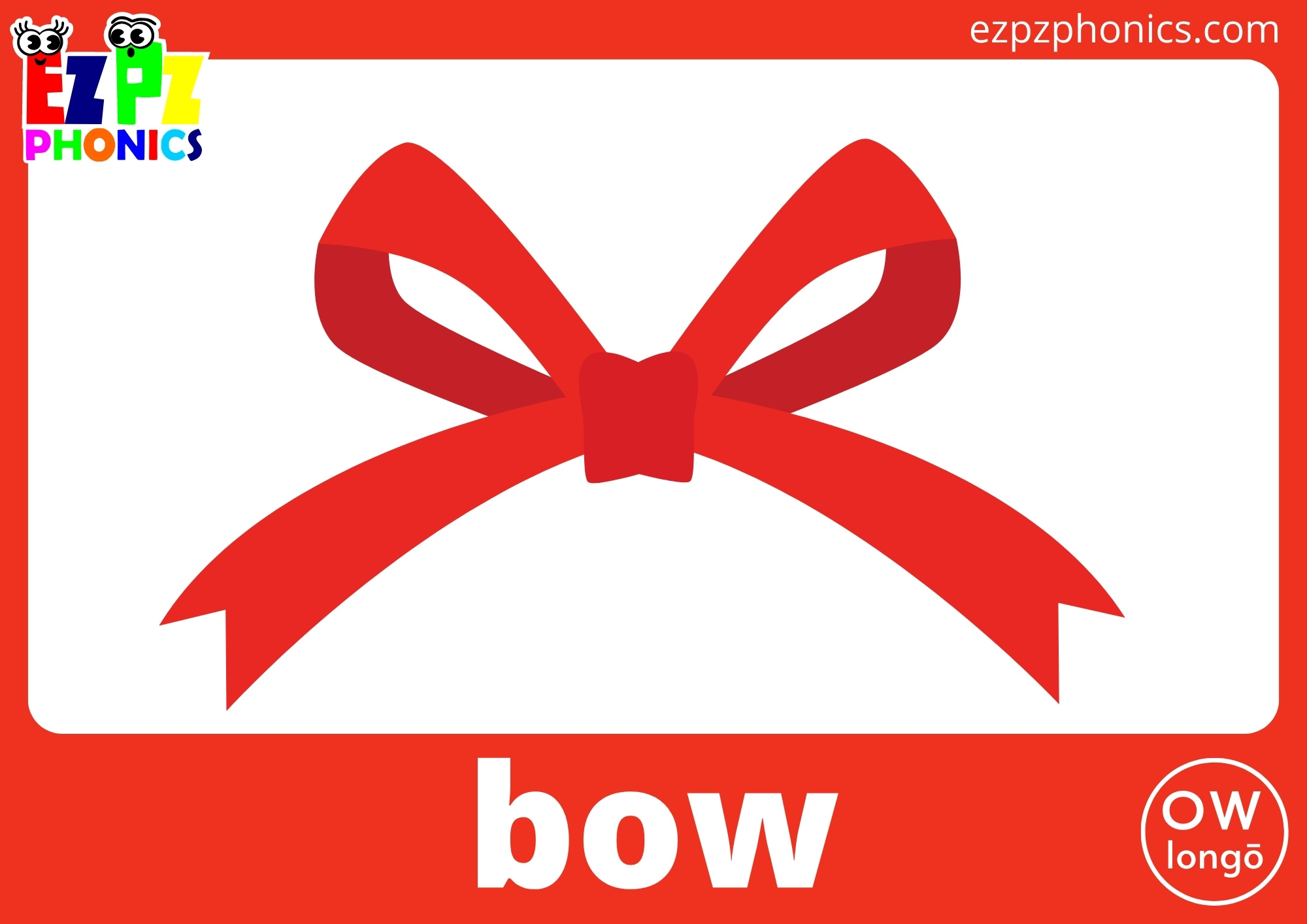 ow Words Long O Vowel Phonics Flashcards - ezpzphonics.com