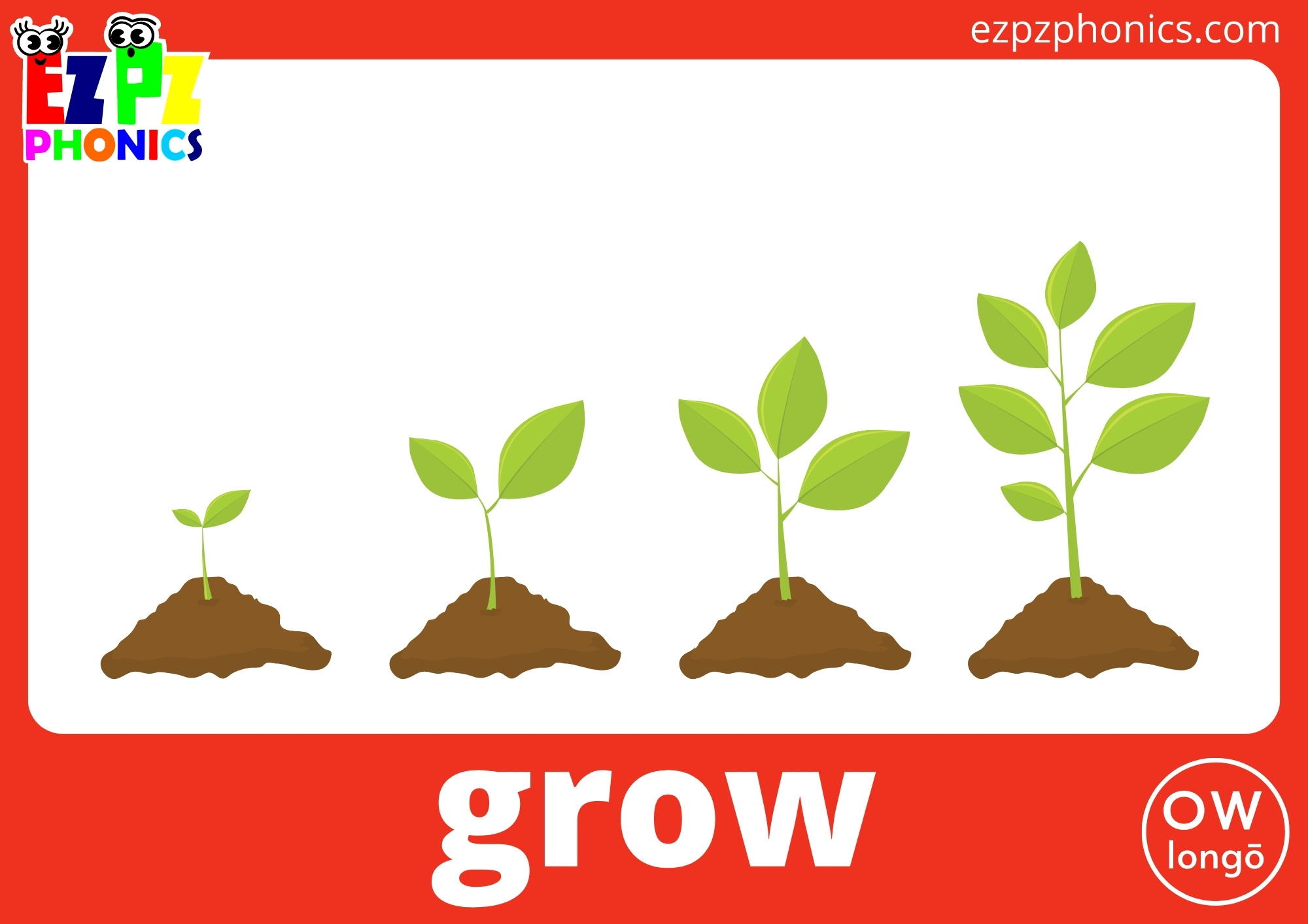 ow Words Long O Vowel Sounds Flashcards with Images and Words Download ...