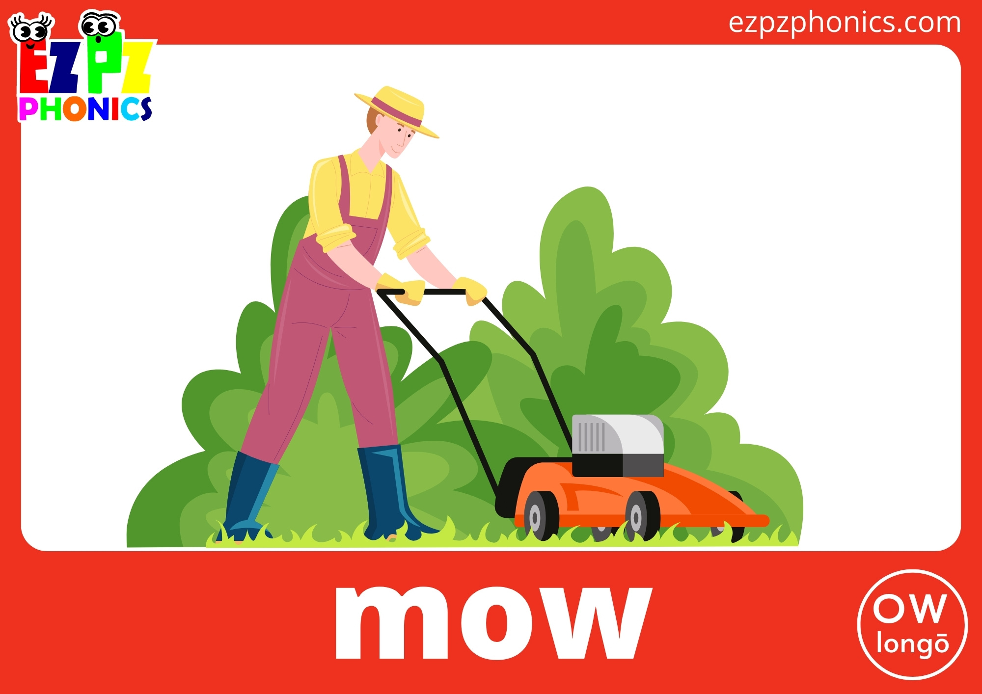 ow Words Long O Vowel Sounds Flashcards with Images and Words Download ...