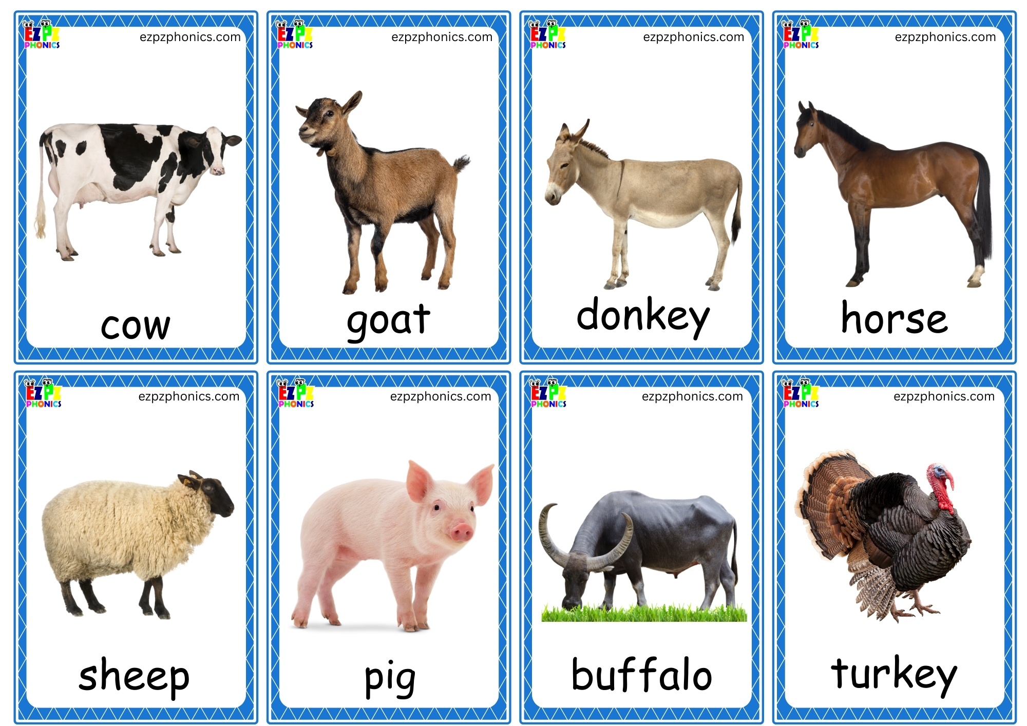 Farm Animals Vocabulary Mini Flashcards (Free PDF Download ...