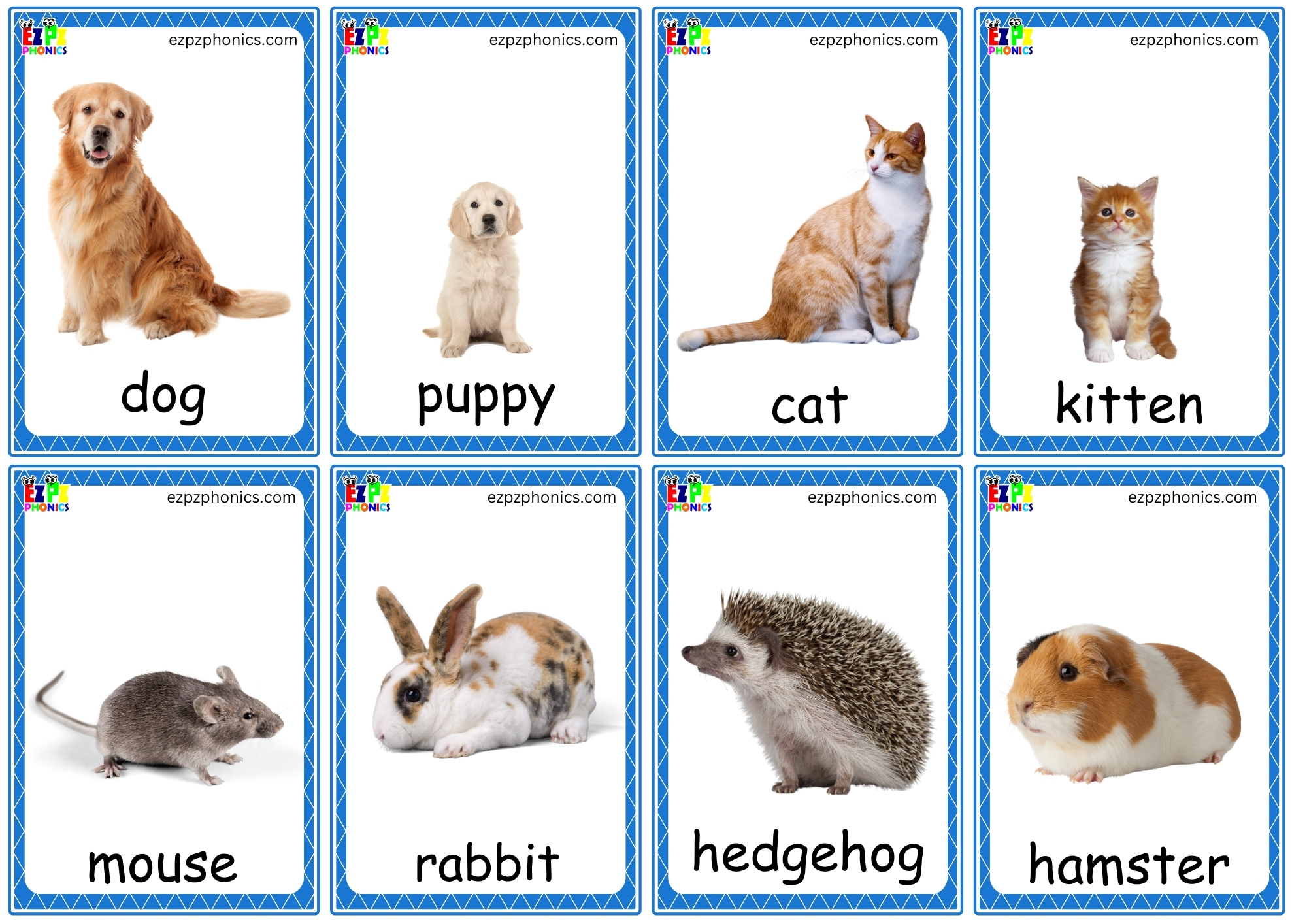 Pets Mini Flashcards (Free PDF Download) - ezpzphonics.com