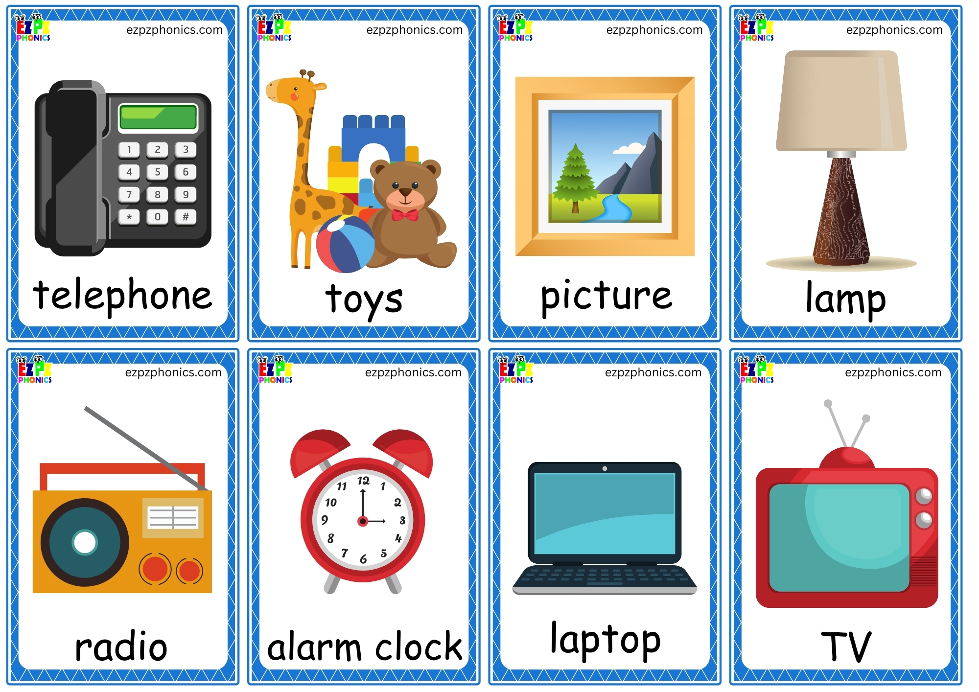 Bedroom Vocabulary My First English Words Mini Flashcards and Game ...