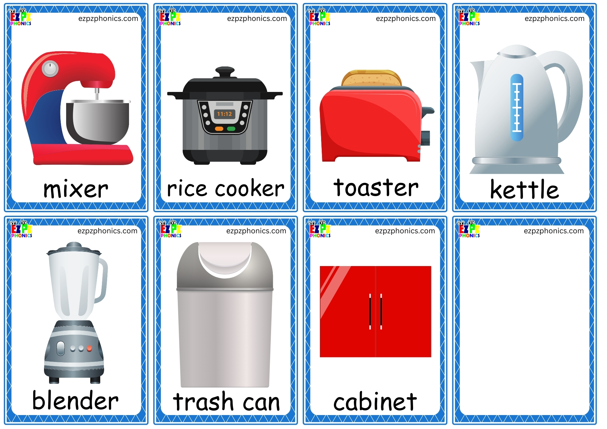 Kitchen Vocabulary Mini Flashcards Game Cards. Free PDF Download ...