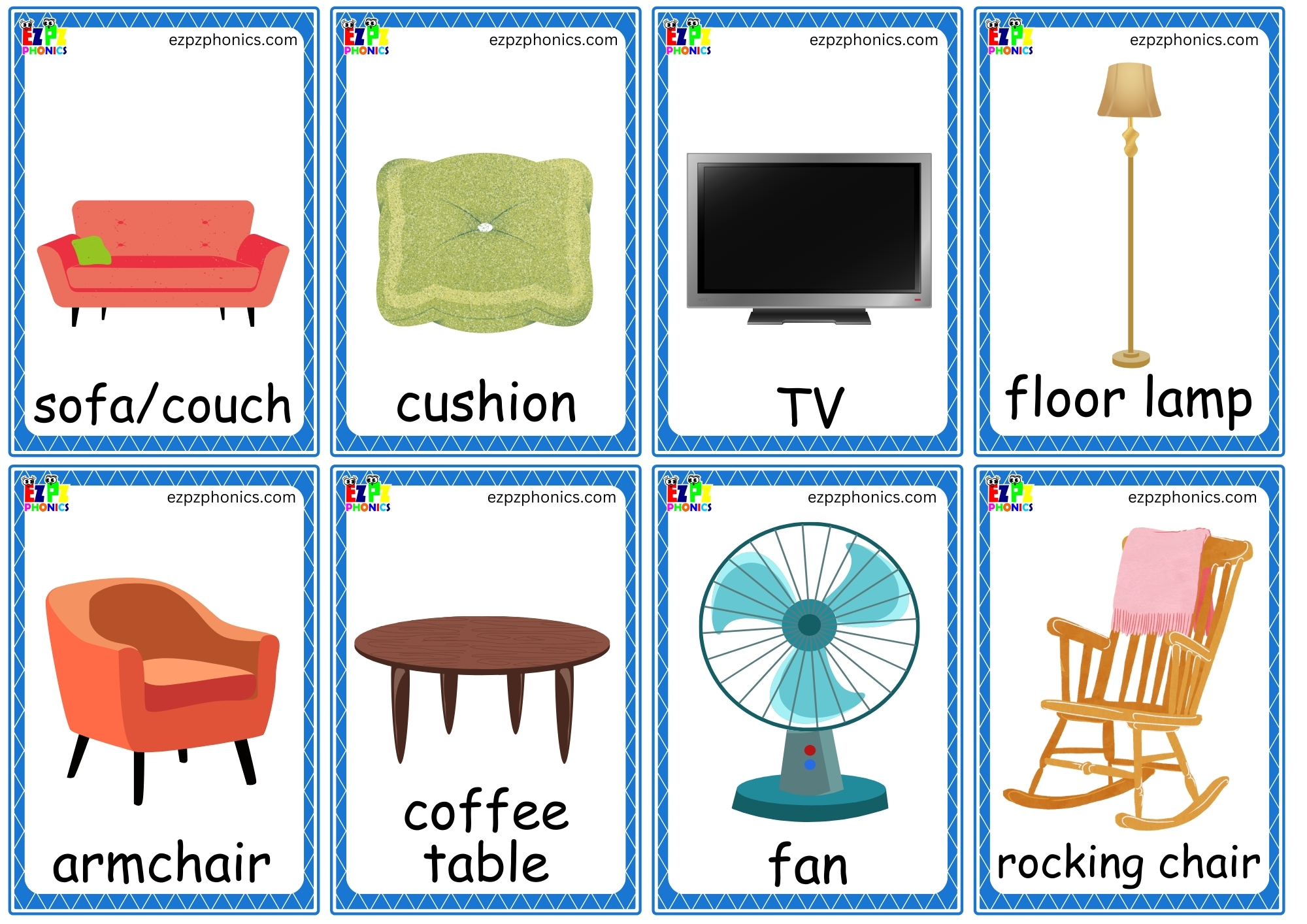My First English Words for the Living Room Mini Flashcards and Game ...